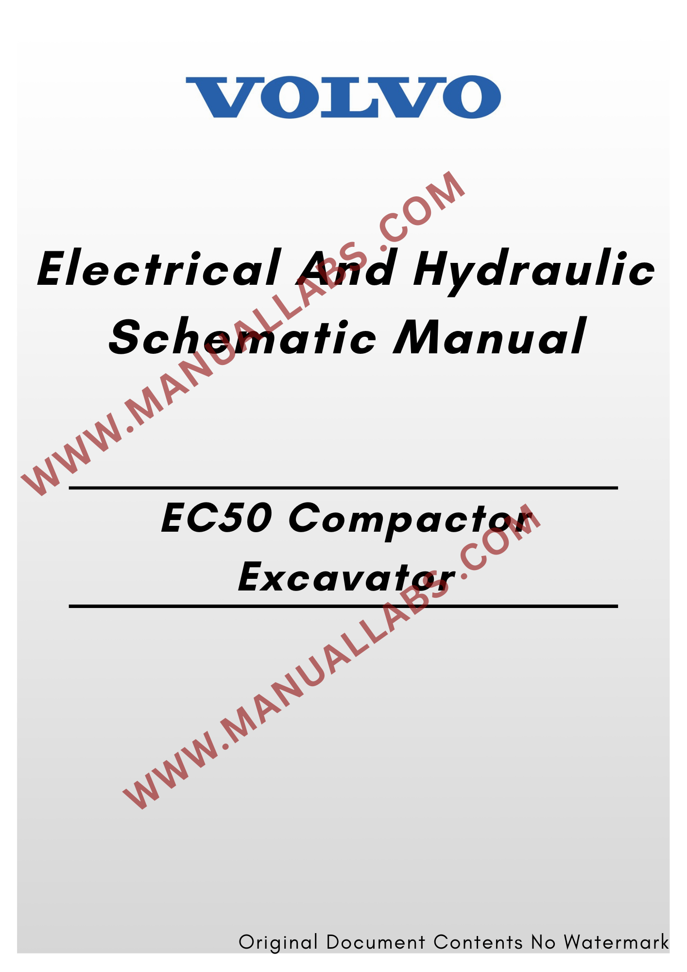 Volvo EC50 Compactor Excavator Electrical And Hydraulic Schematic Manual