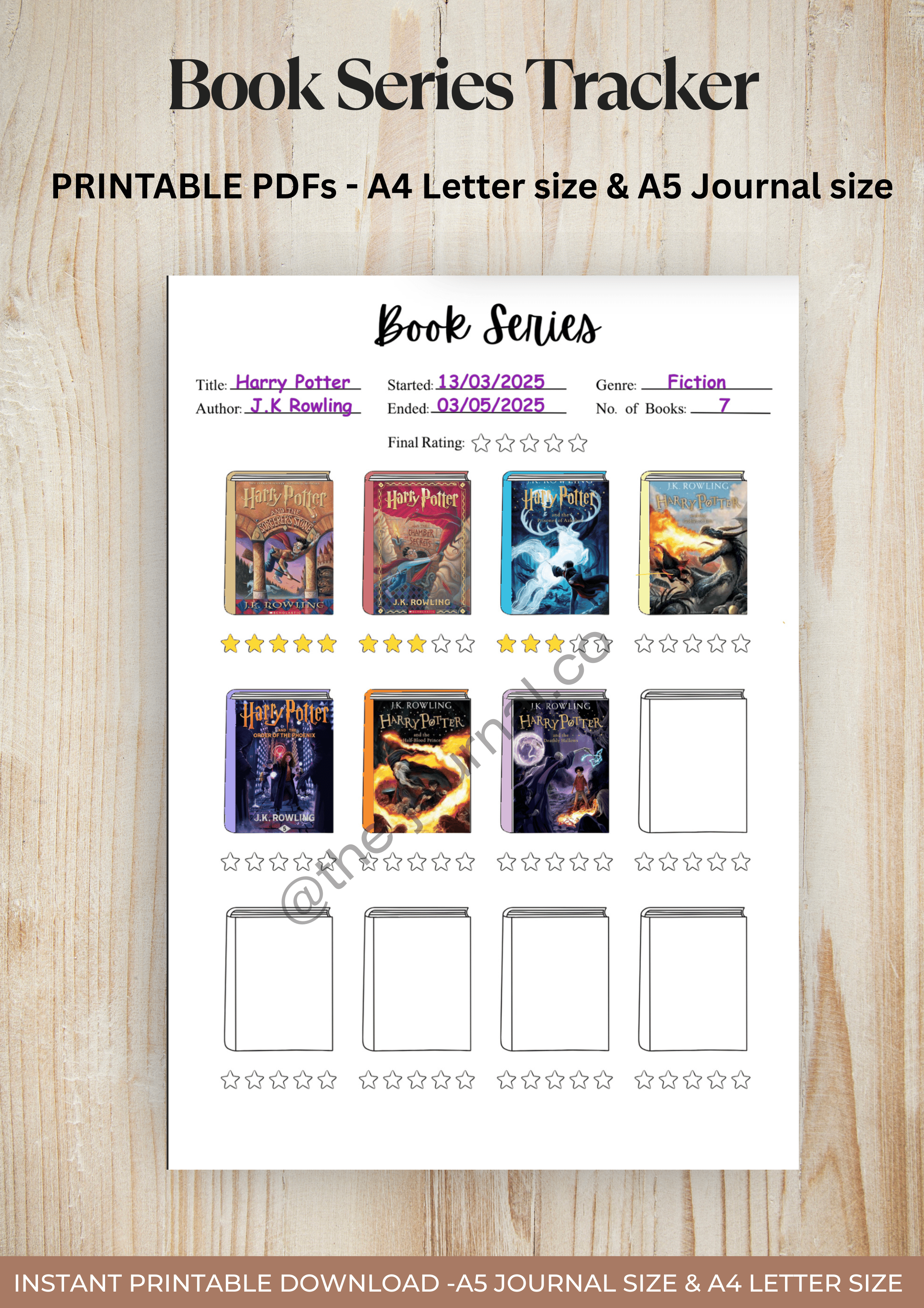 Book Series Tracker - A4 Letter Size & A5 Journal Size - Payhip