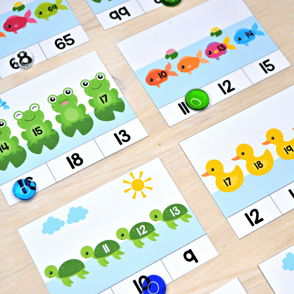 Pond-Themed Missing Number Clip Cards | Counting & Number Order (0-100)