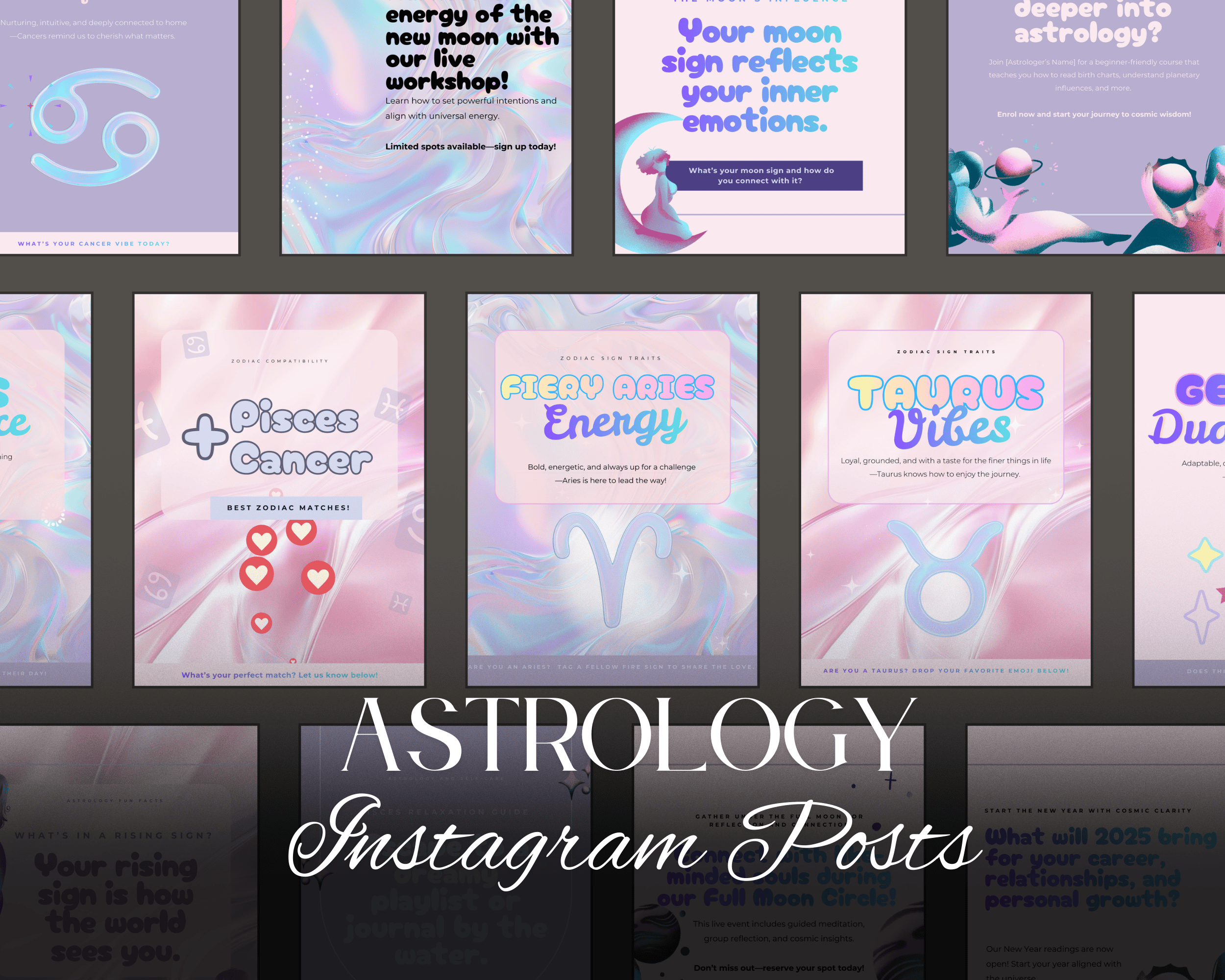 Astrology Instagram Posts • 31 Editable Canva Templates • Zodiac ...