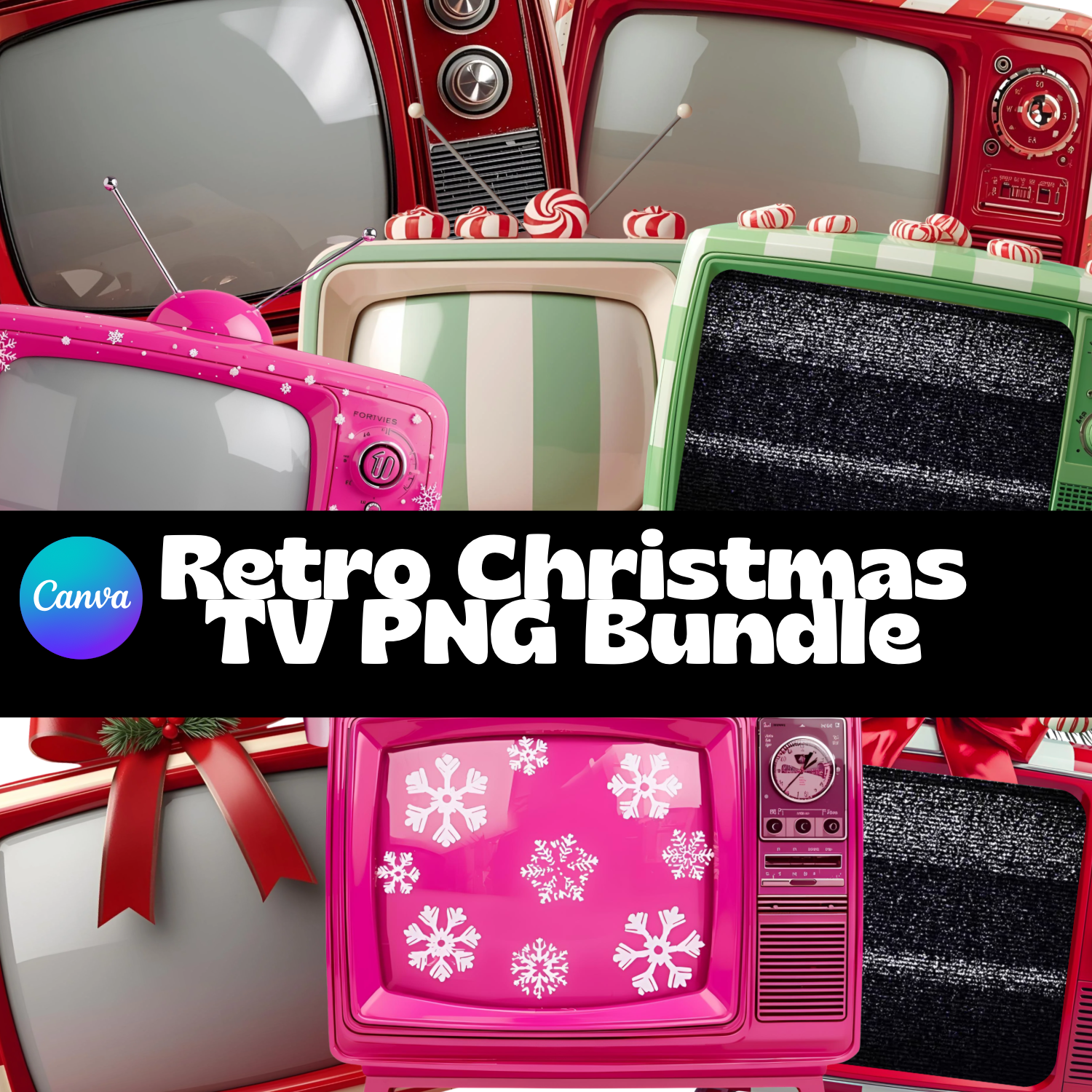 Retro Christmas TV PNG Bundle - Payhip