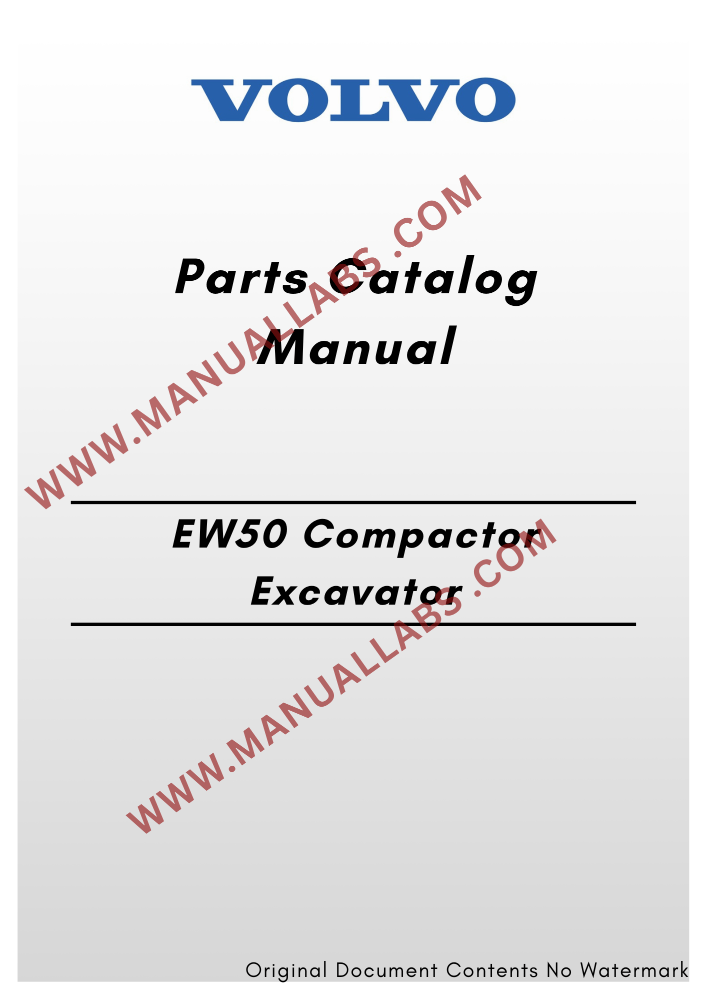 Volvo EW50 Compactor Excavator Parts Catalog Manual