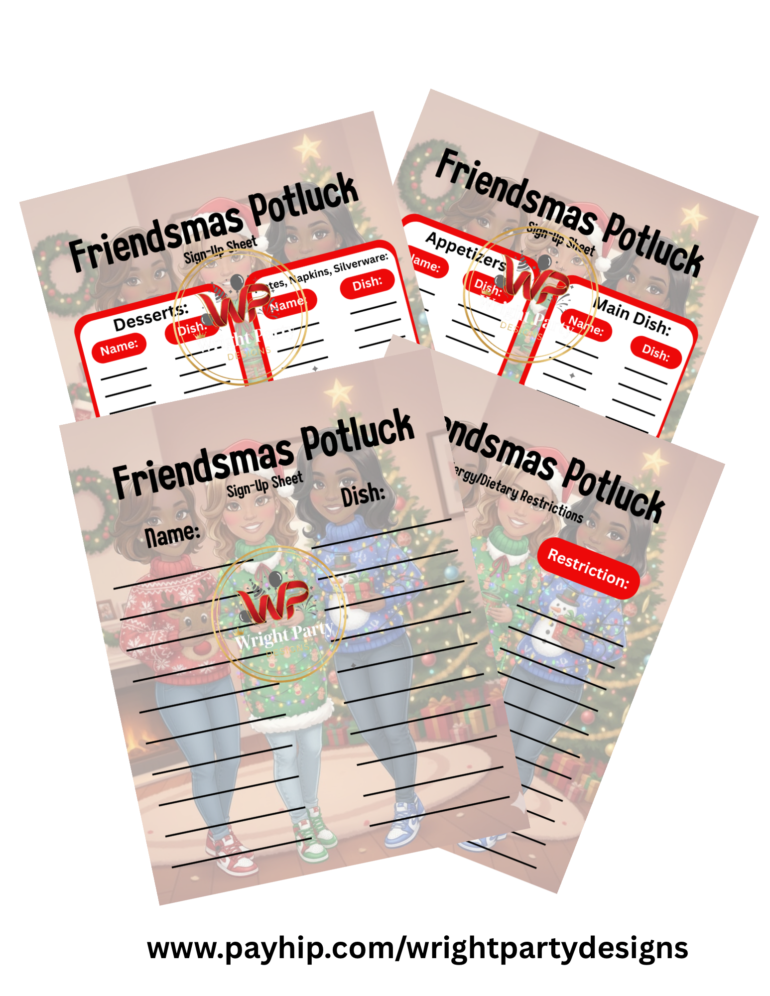 Friendsmas Holiday Potluck Sign-up Sheets - Payhip