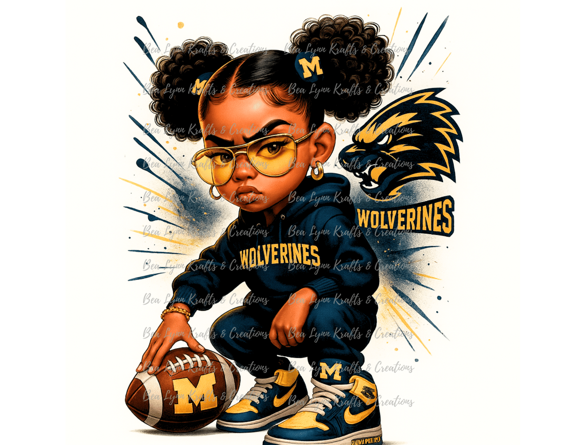 Michigan Wolverines Girl PNG – Fierce 3D Cartoon Football Fan Clipart ...