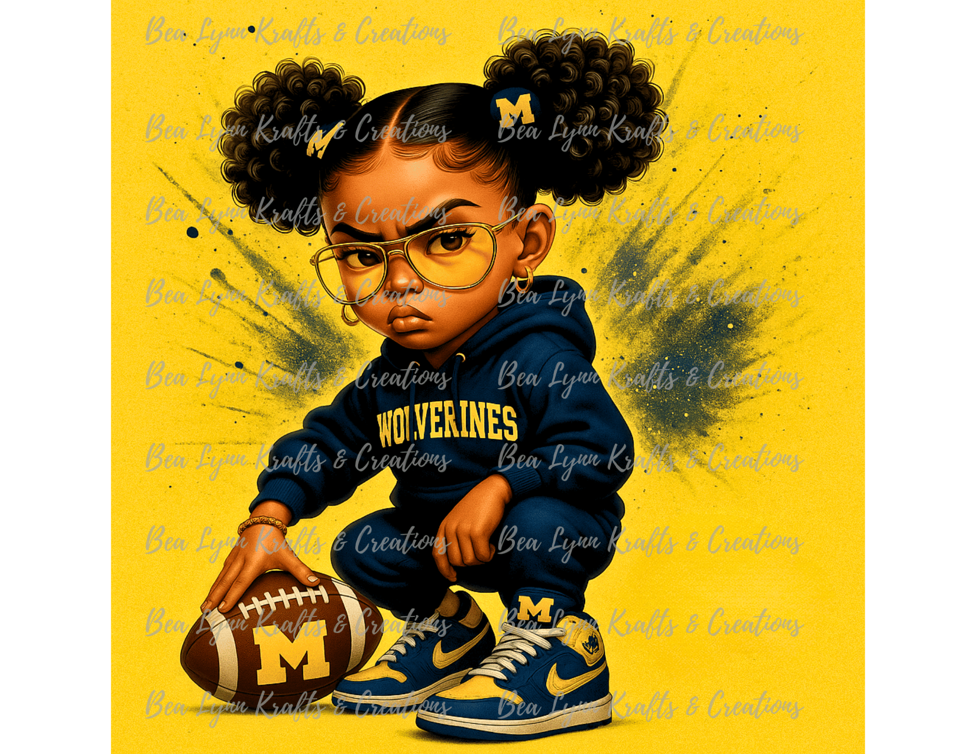 Michigan Wolverines Attitude Girl PNG – Fierce 3D Cartoon Football Fan ...