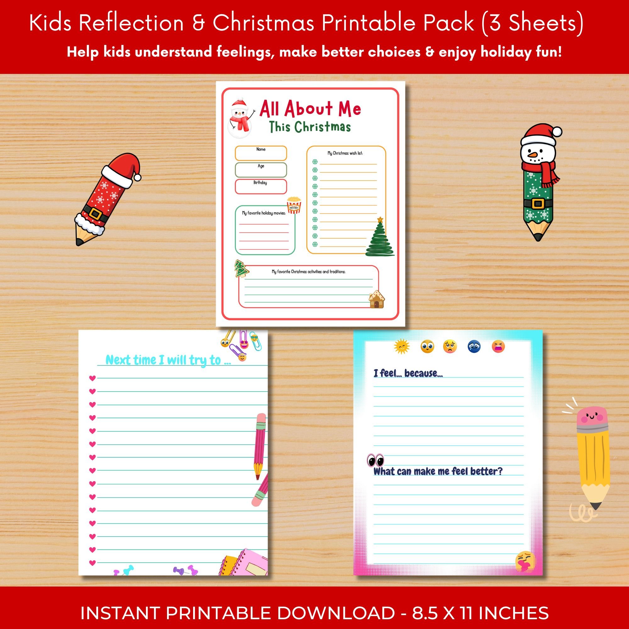 🌈 FREEBIE FRIDAY – Kids Reflection & Christmas Printable Pack (3 Sheets ...