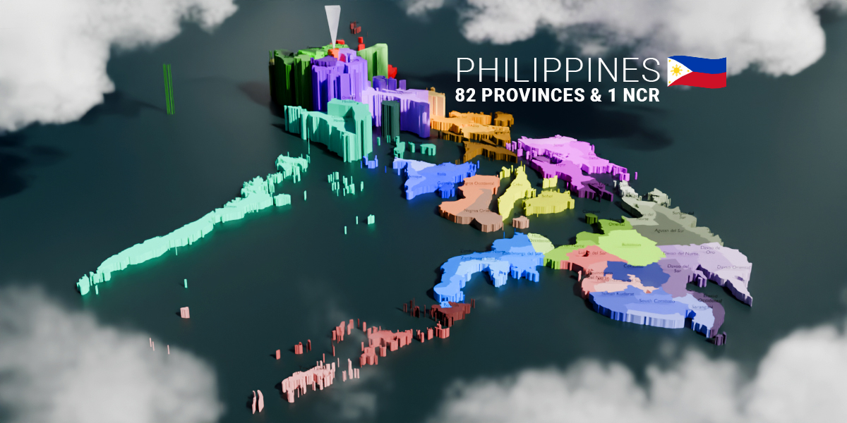 Philippines - 82 Provinces & 1 NCR Map (3D Pre-rendered Images) - Payhip