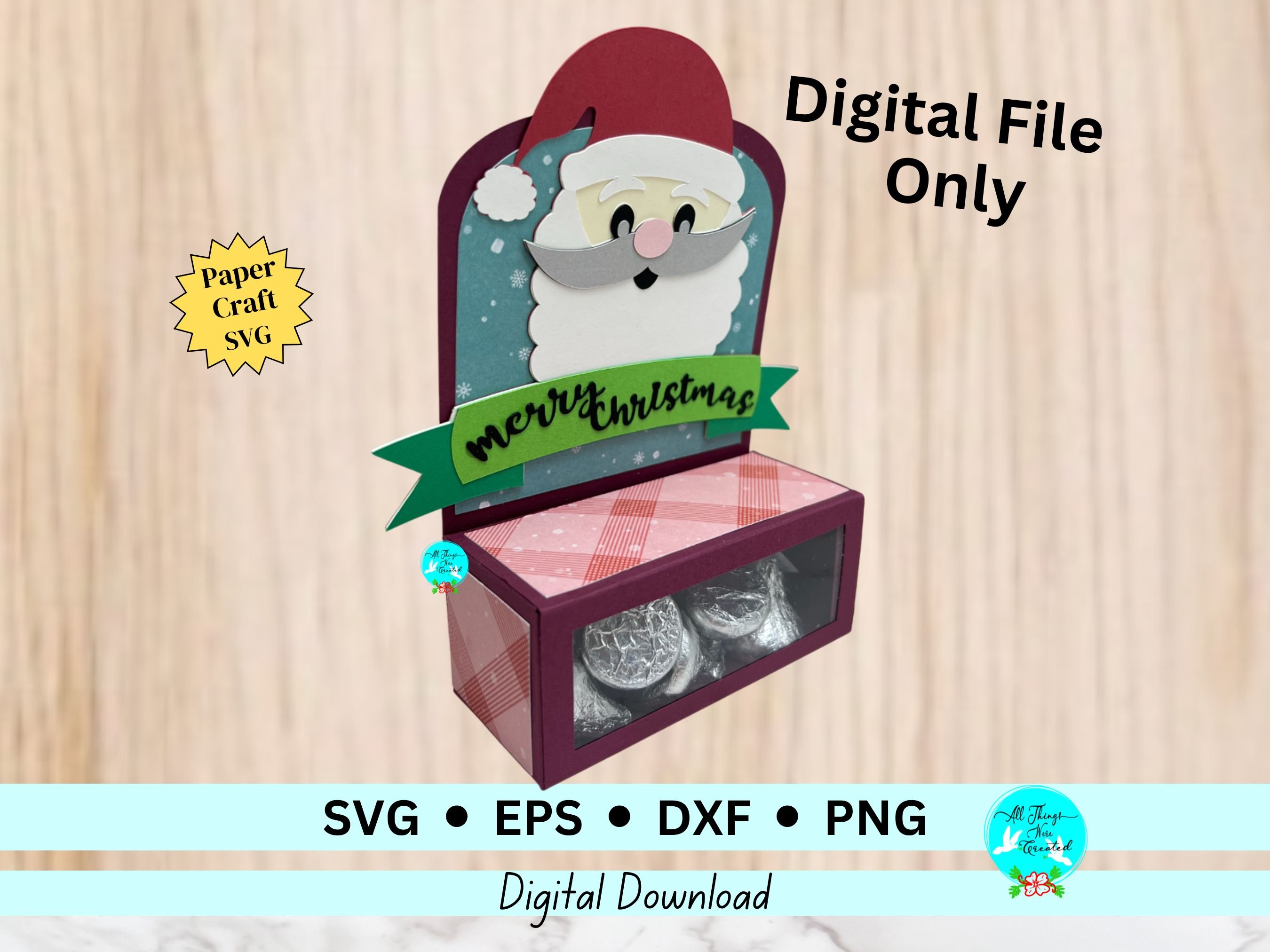 Santa Face Candy Gift Box SVG Cut File, Paper Craft SVG, Christmas SVG ...
