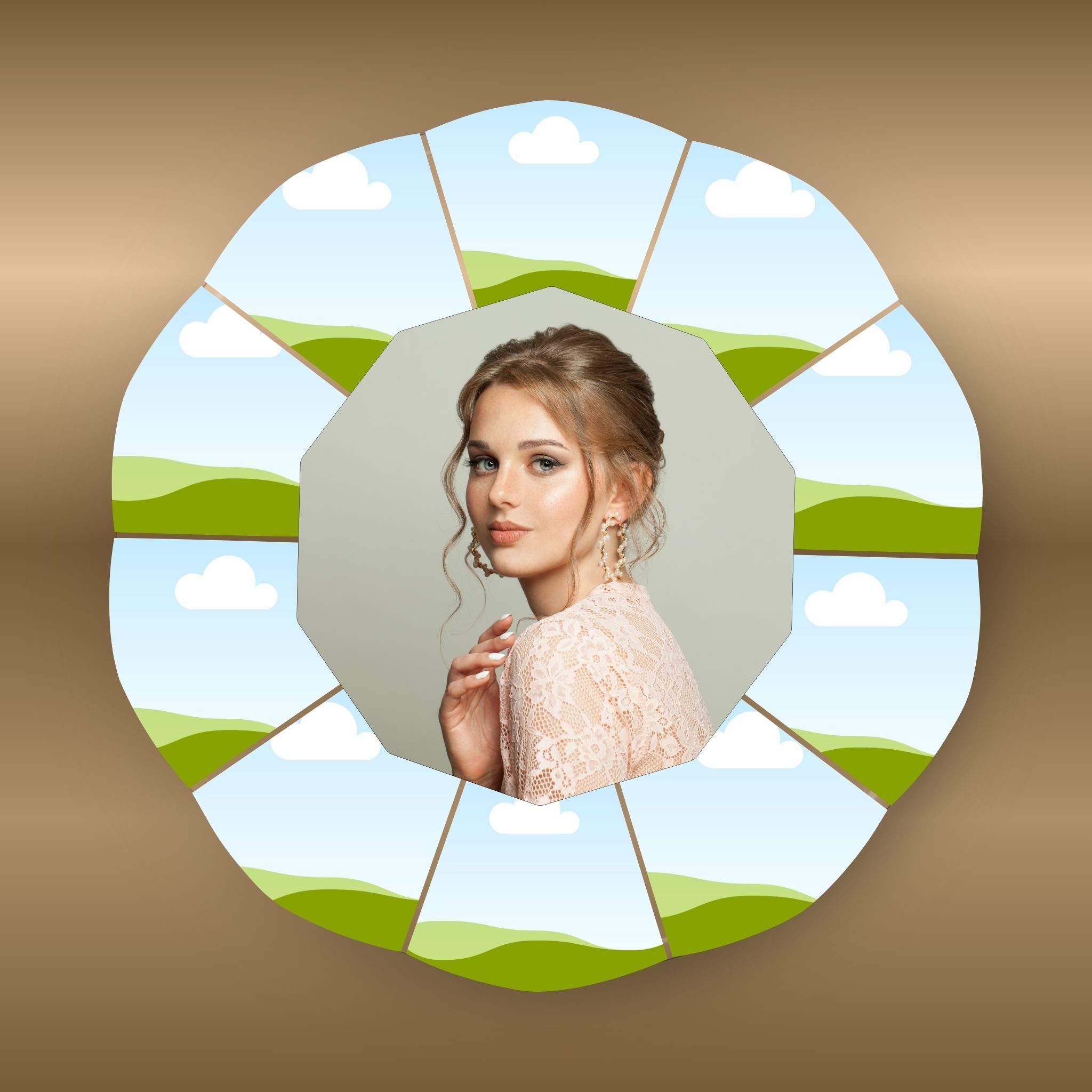 Circular Photo Collage Canva Template • Multi-Photo Frame • Editable ...
