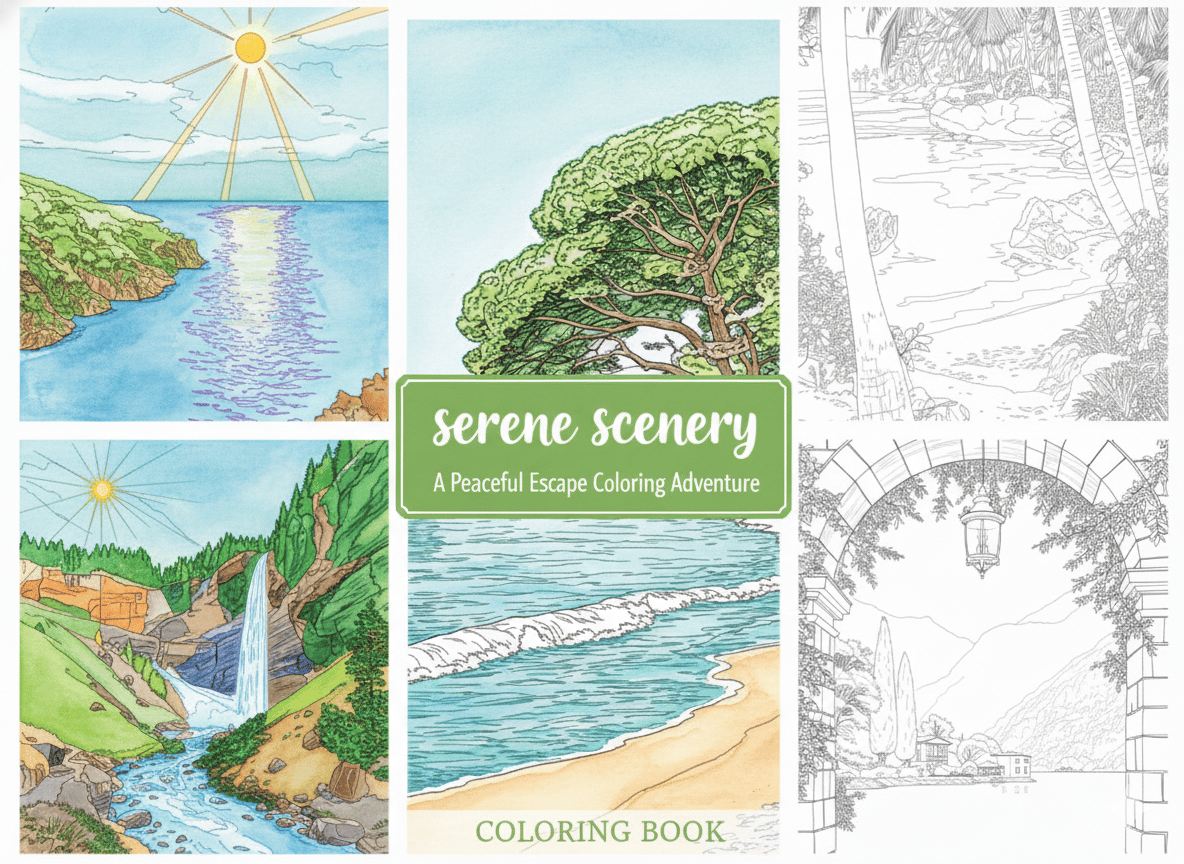 Unwind with Color: Serene Scenery Coloring Book – 20 Printable Ocean ...