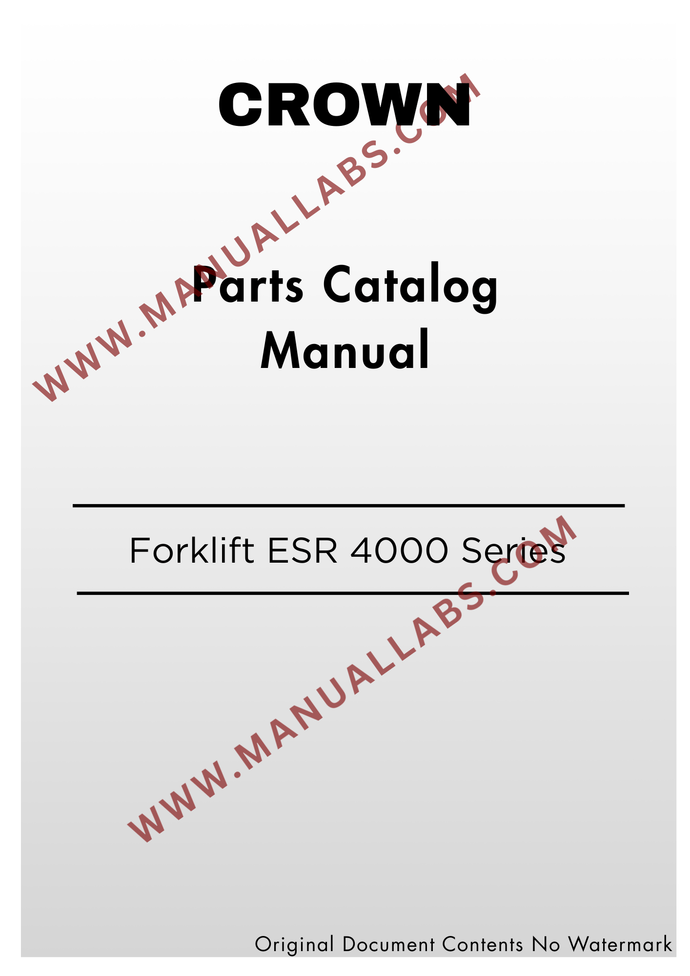 Crown Forklift ESR 4000 Series Parts Catalogue Manual