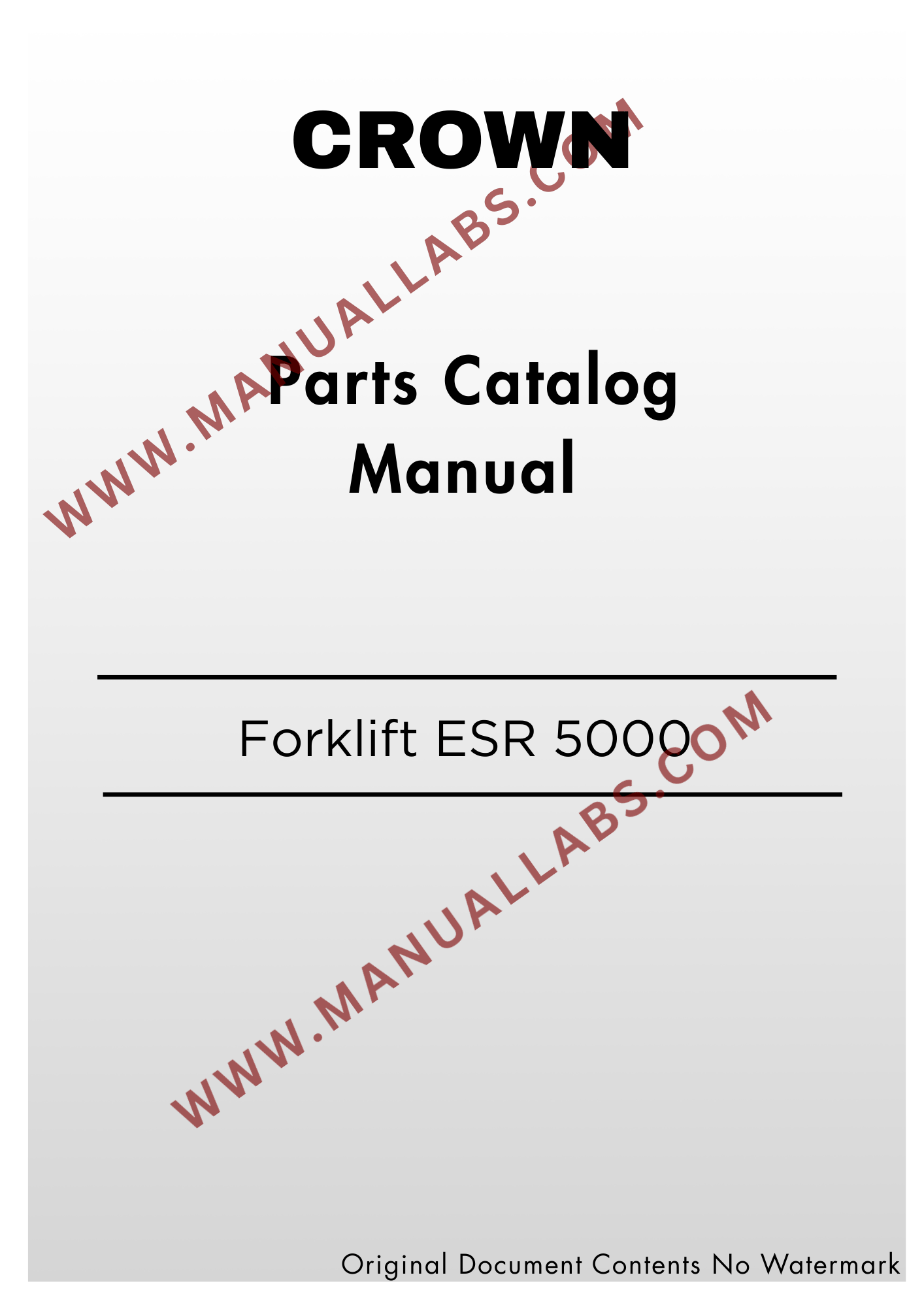 Crown Forklift ESR 5000 Parts Catalog Manual