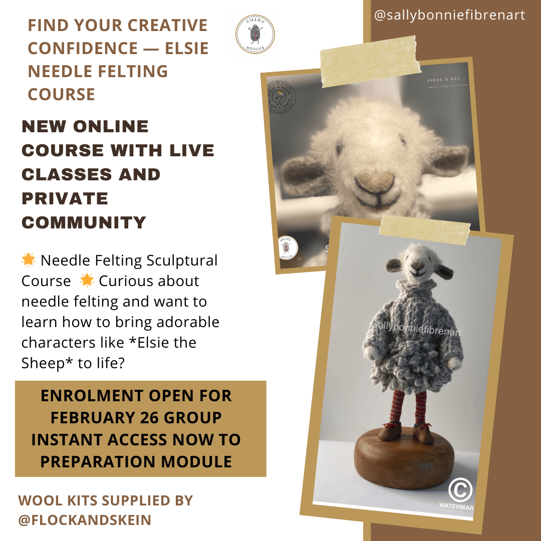 Elsie The Sheep Sculptural Needle Felting Course Feb 26 Group