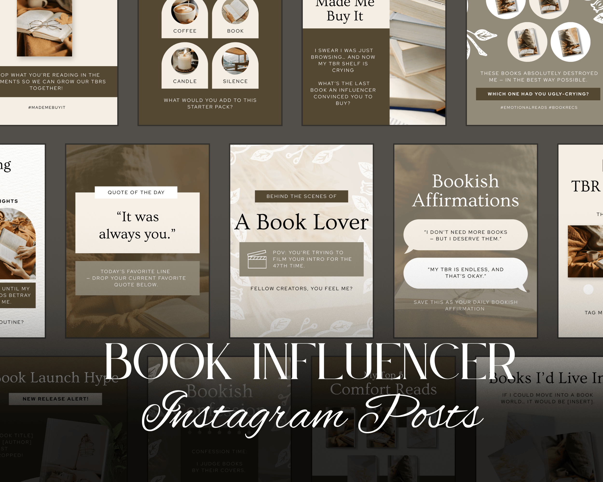 Book Influencer Instagram Post Templates | Booktok Content | Reader ...