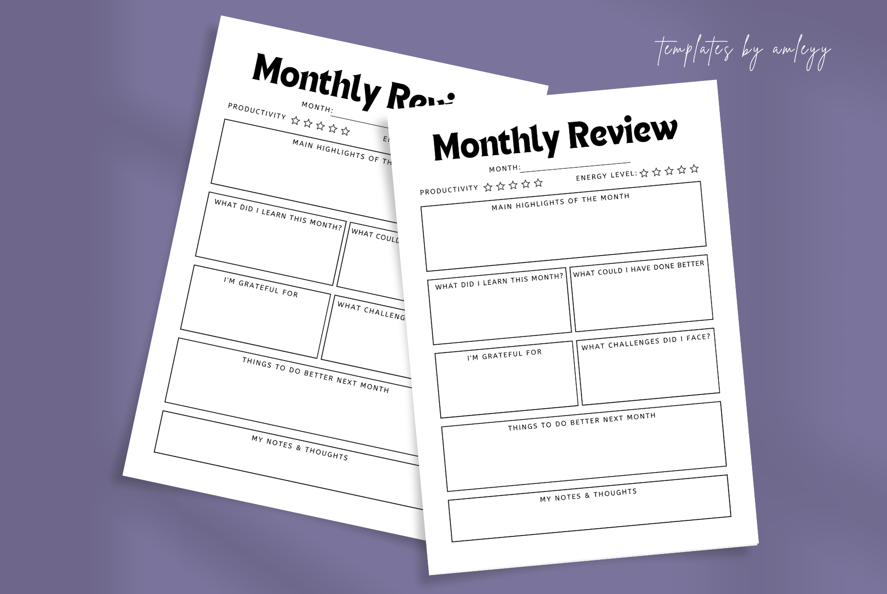 Monthly Review Planner Template – Editable Canva Reflection Journal ...