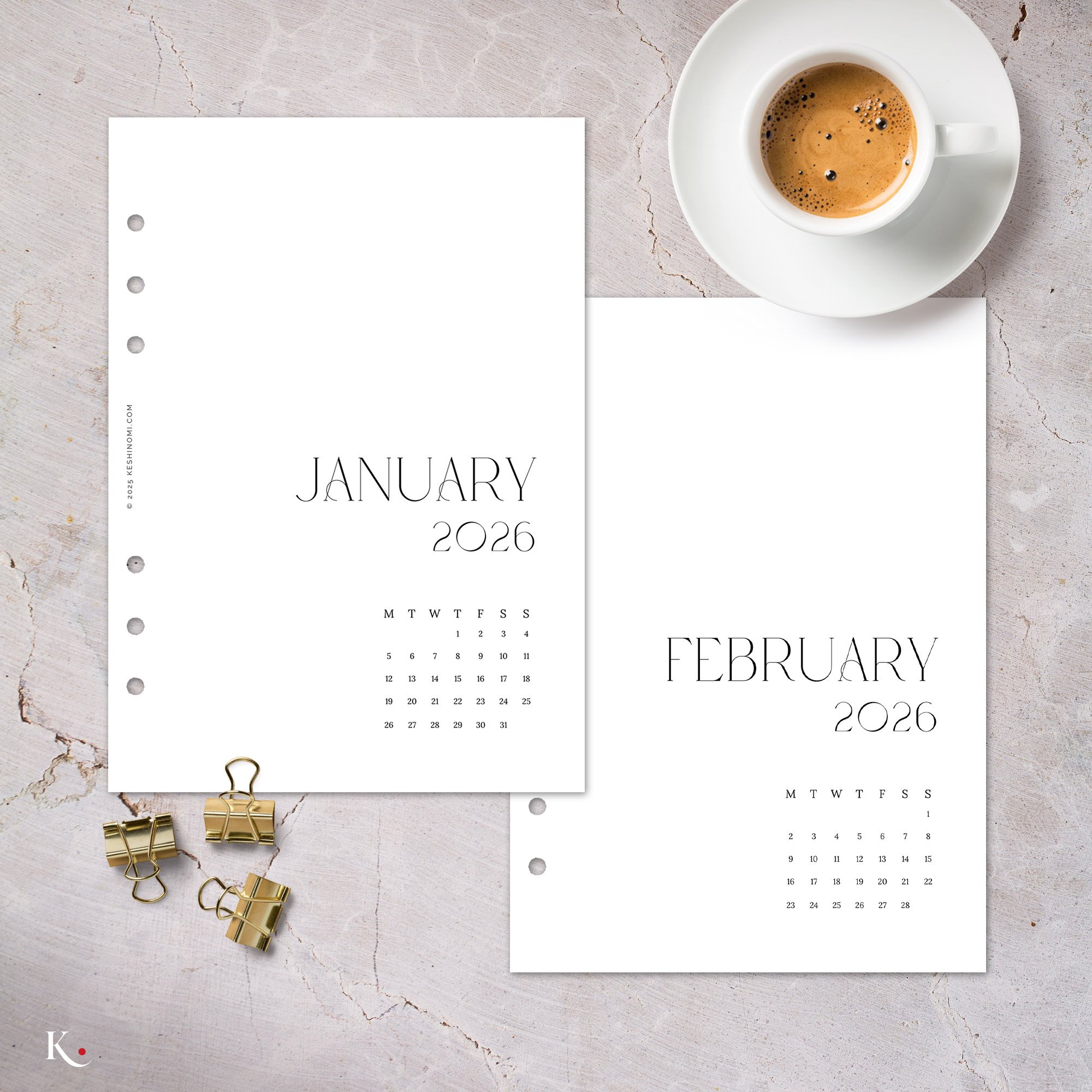2026 Month on One Page | A5 Calendar List Hybrid Planner Insert (PDF)