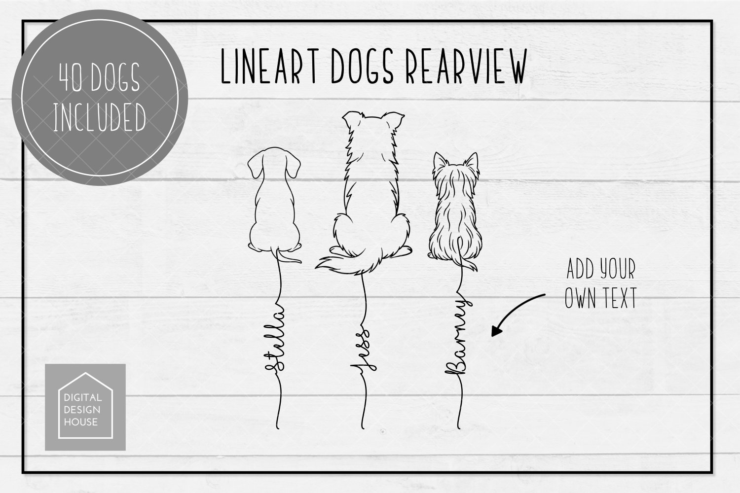 🐾 40 Rear View Line Art Dogs PNG Bundle – Dog Clipart Set – Custom Pet ...