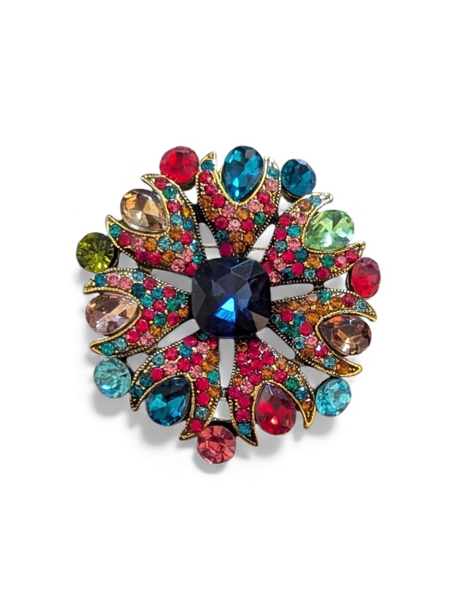 Vibrant Multi-Gem Statement Brooch - Payhip