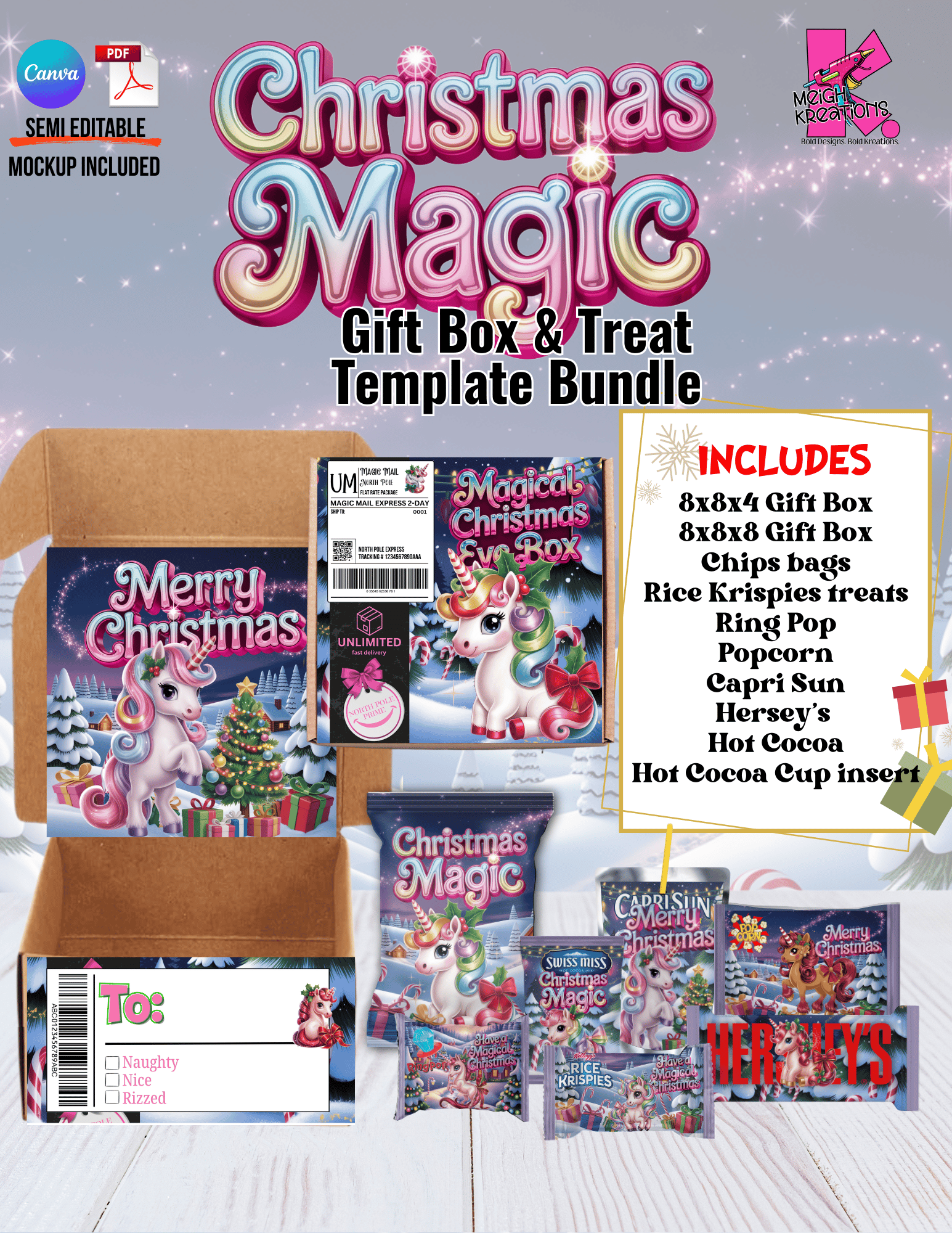 8x8x84 Christmas Magic Christmas Eve Box and Treats Template Bundle ...