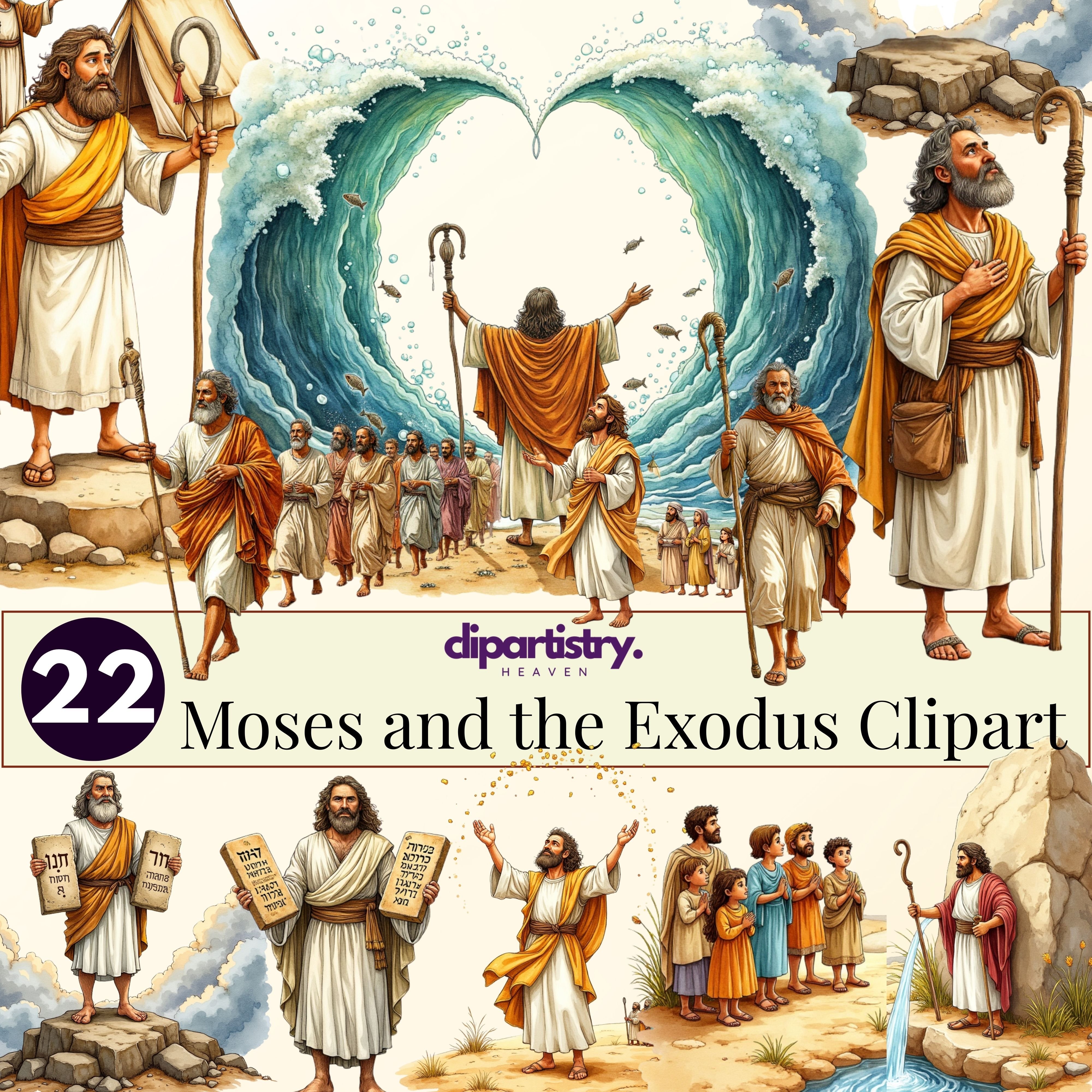 Moses and Exodus Bible Story Clipart | Red Sea Crossing & Ten ...
