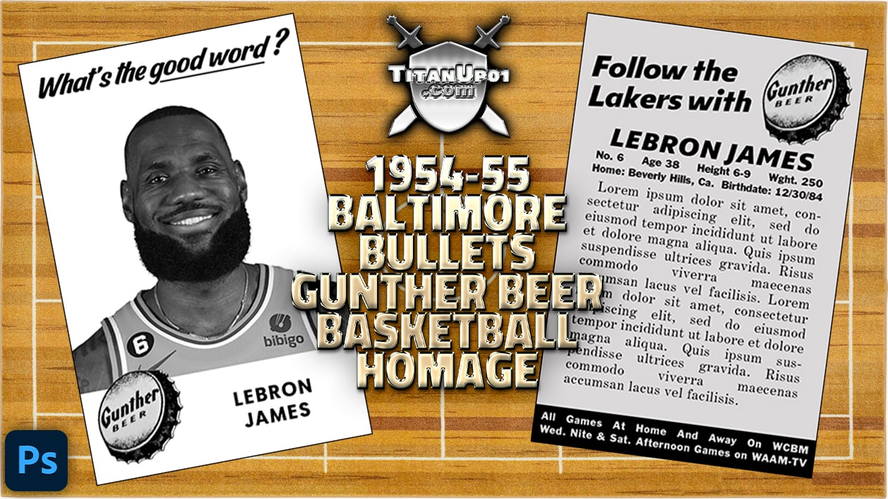1954-55 Baltimore Bullets Gunther Beer Basketball Photoshop PSD Templates