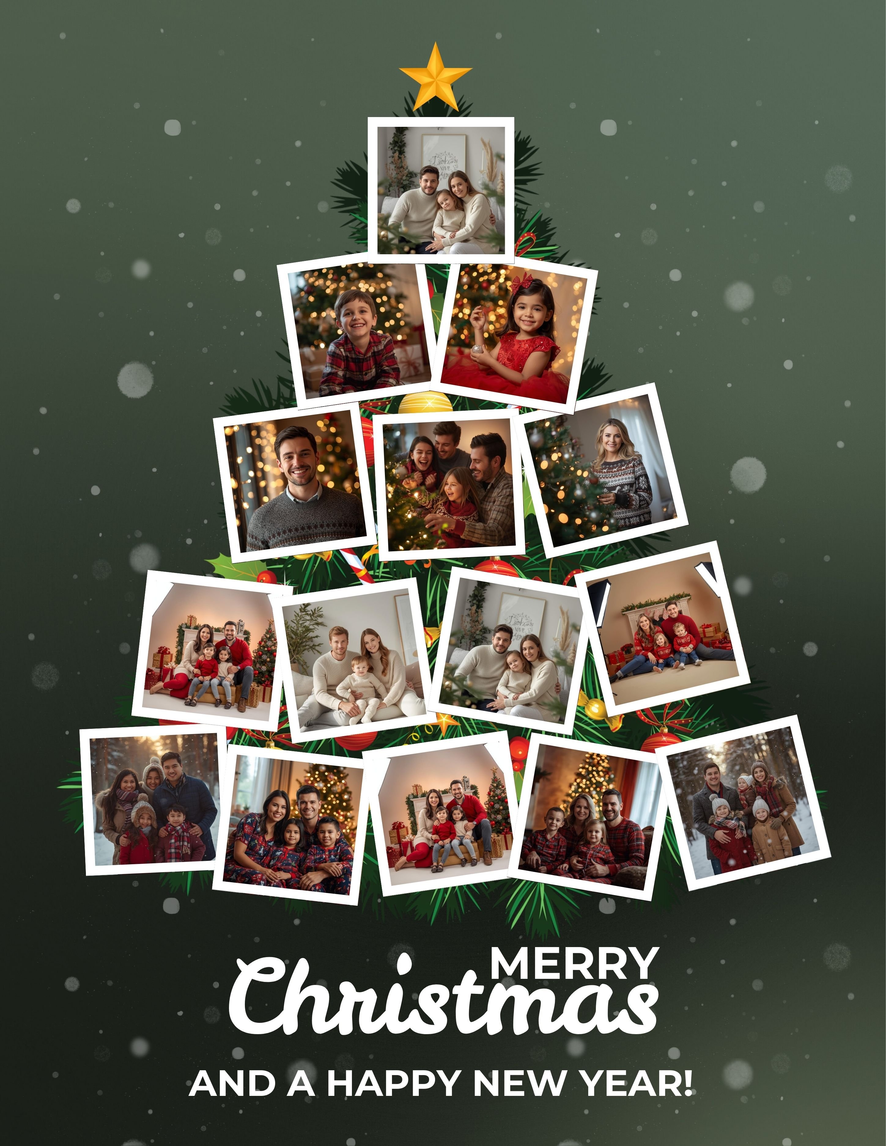 Christmas Tree Photo Template | Canva Christmas Collage | Holiday Photo ...