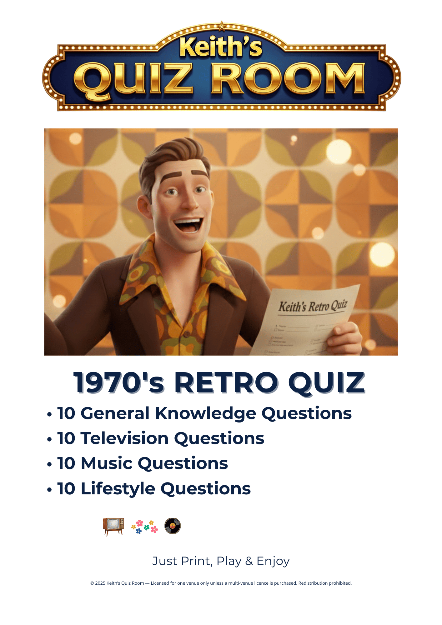 1970s UK Retro Quiz – 40 Questions Printable – Pub Quiz Night Game ...