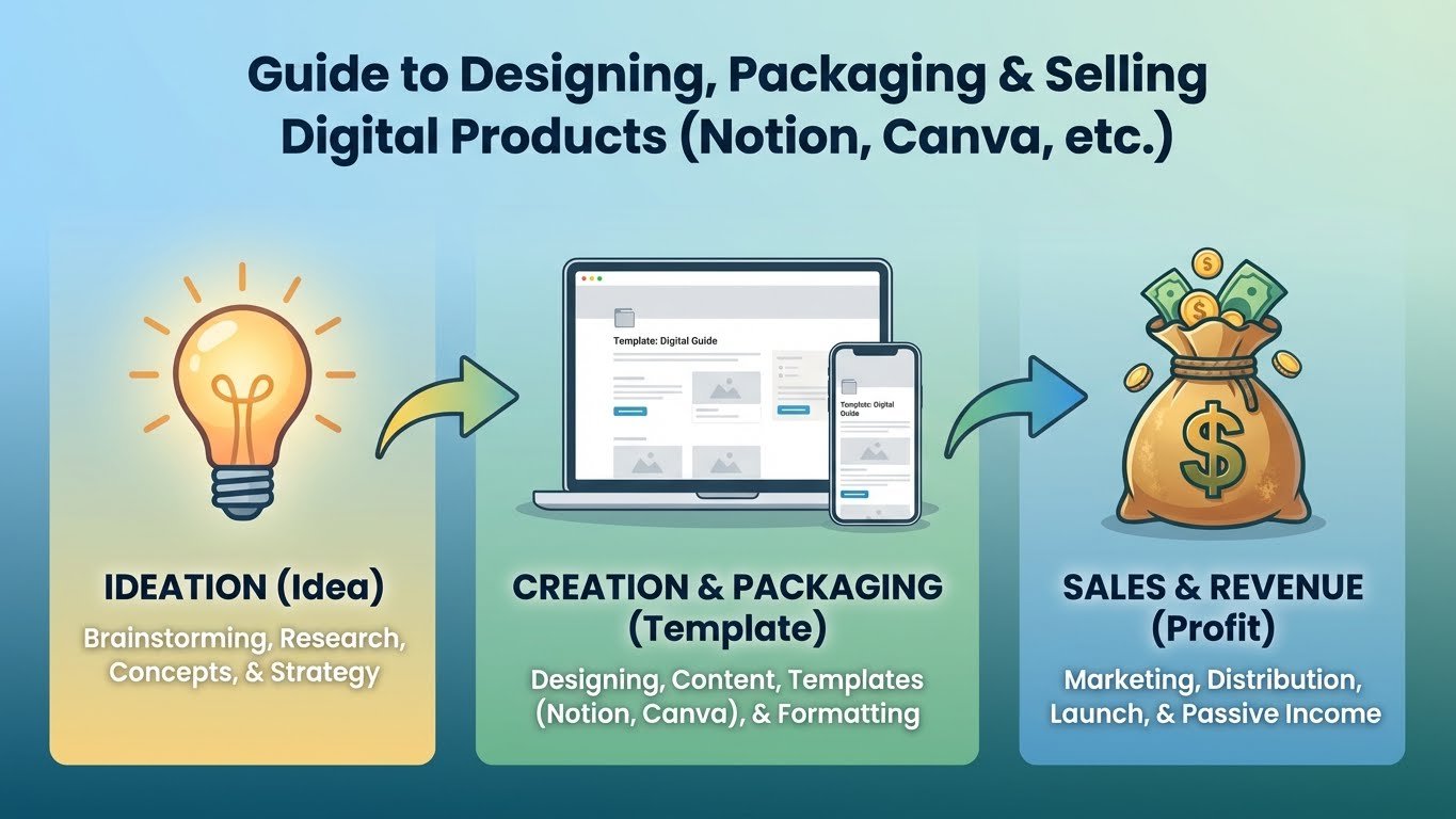 Guide to Designing, Packaging & Selling Digital Products (Notion, Canva ...