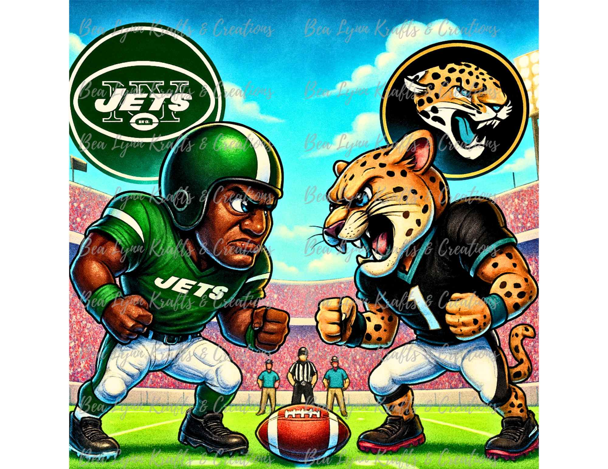 NY Jets vs Jacksonville Jaguars Mascot Showdown PNG • Cartoon Football ...