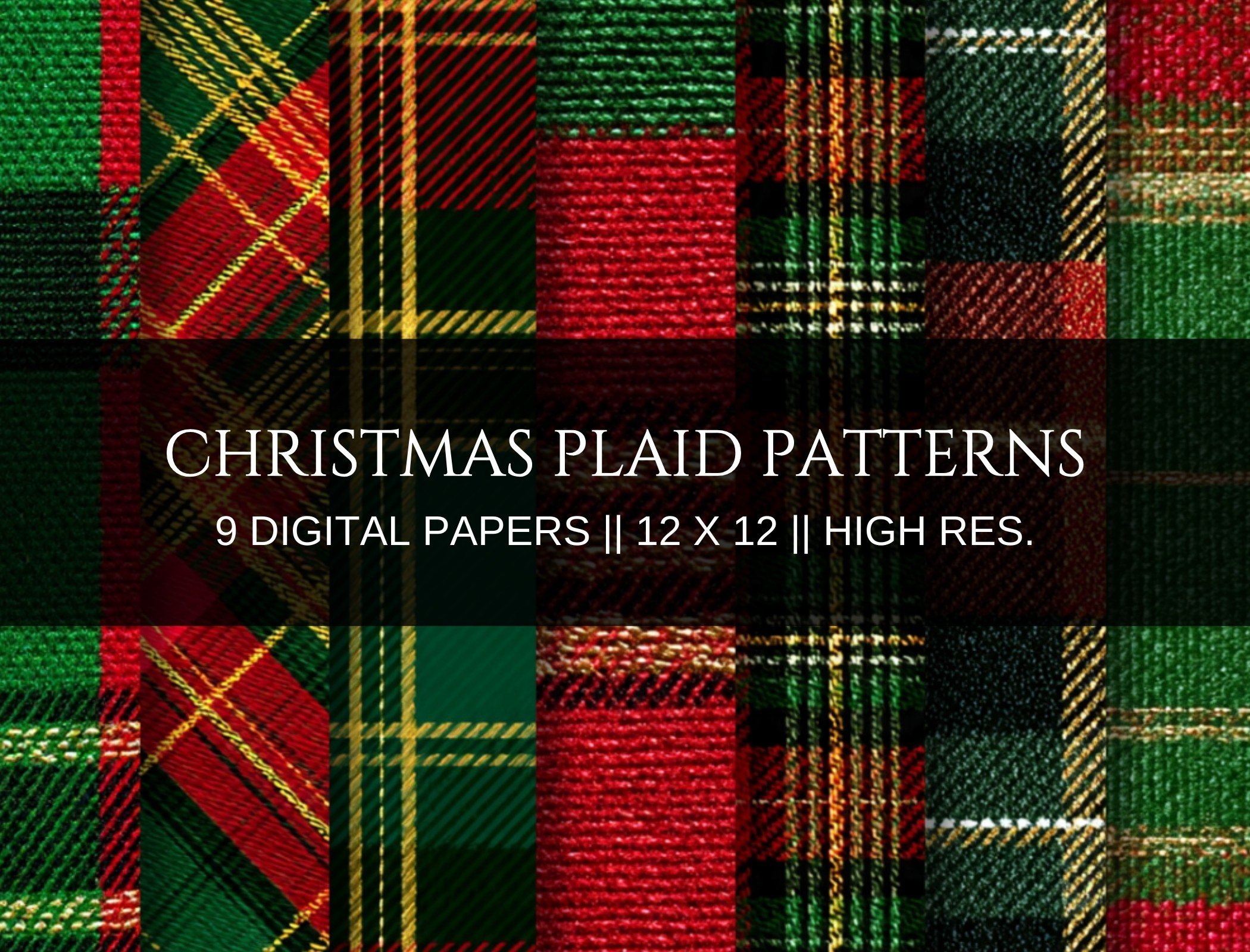 Christmas Plaid Digital Paper, Red, Green, Tartan, Holiday, Festive ...