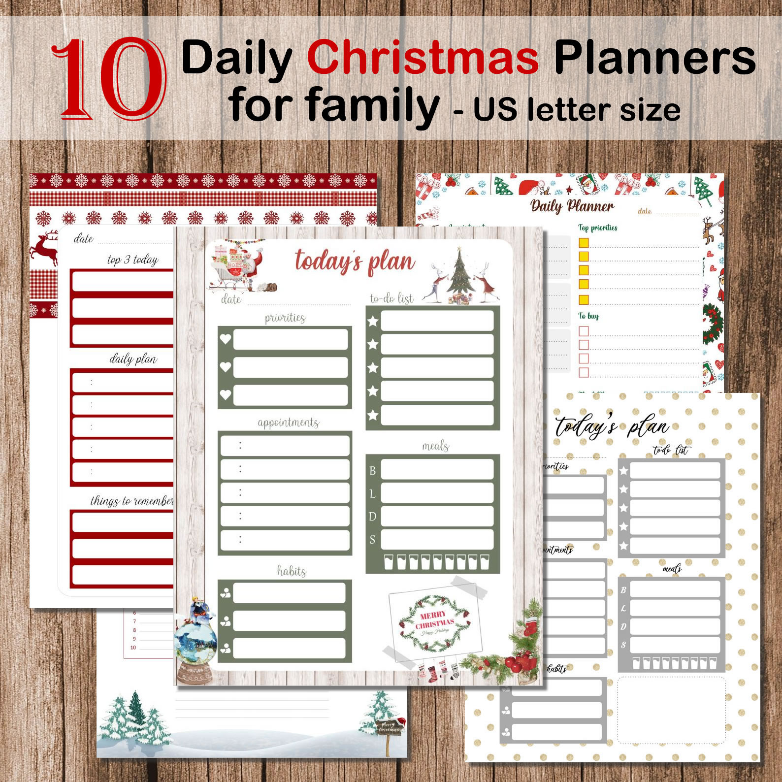10 Printable Christmas Daily Planners for family - Payhip