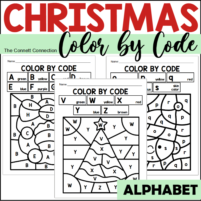 Christmas Alphabet Color by Code Worksheets