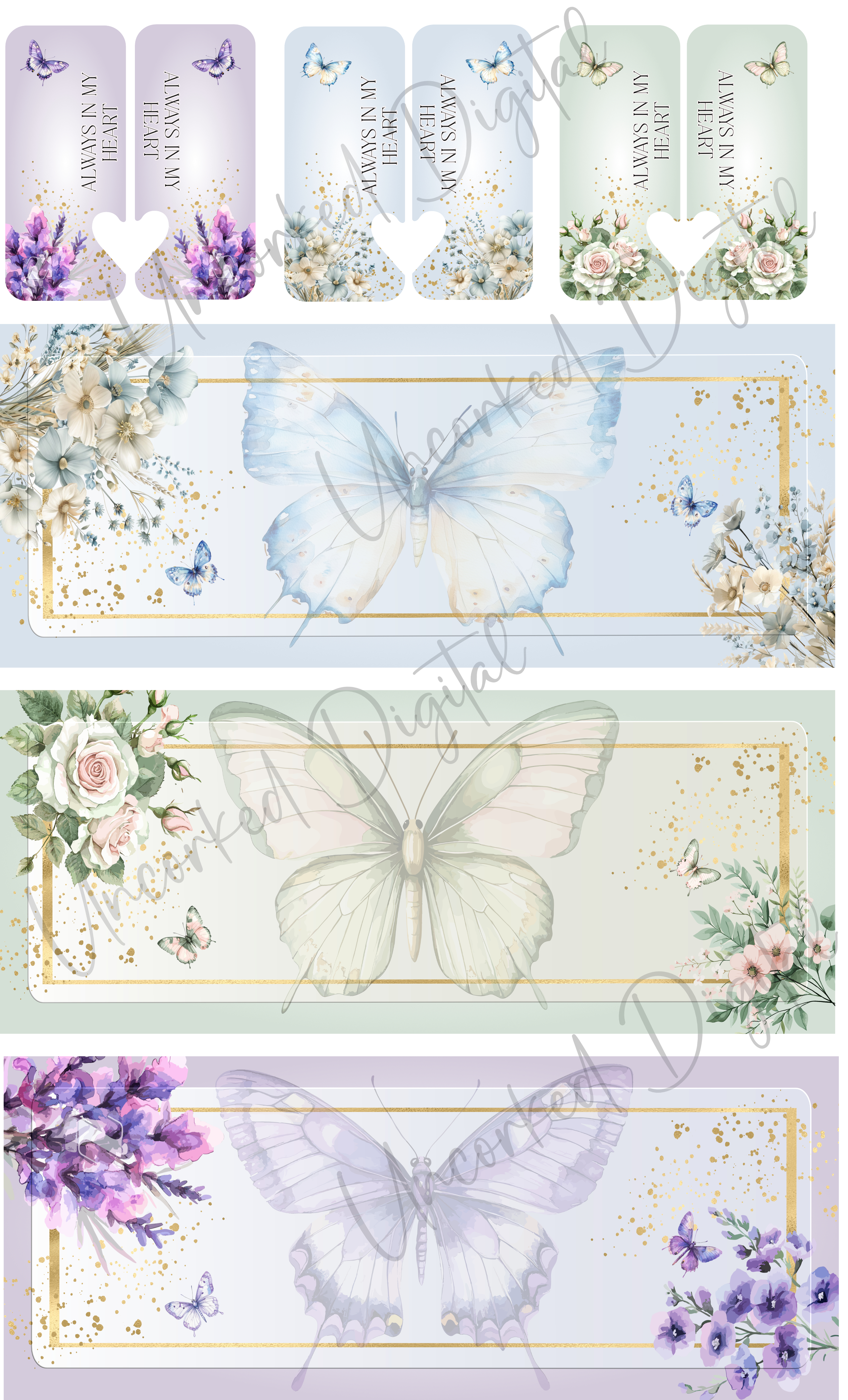 Mother's Day Floral butterfly bundle - 27 PNG's - keyrings, bookmark ...