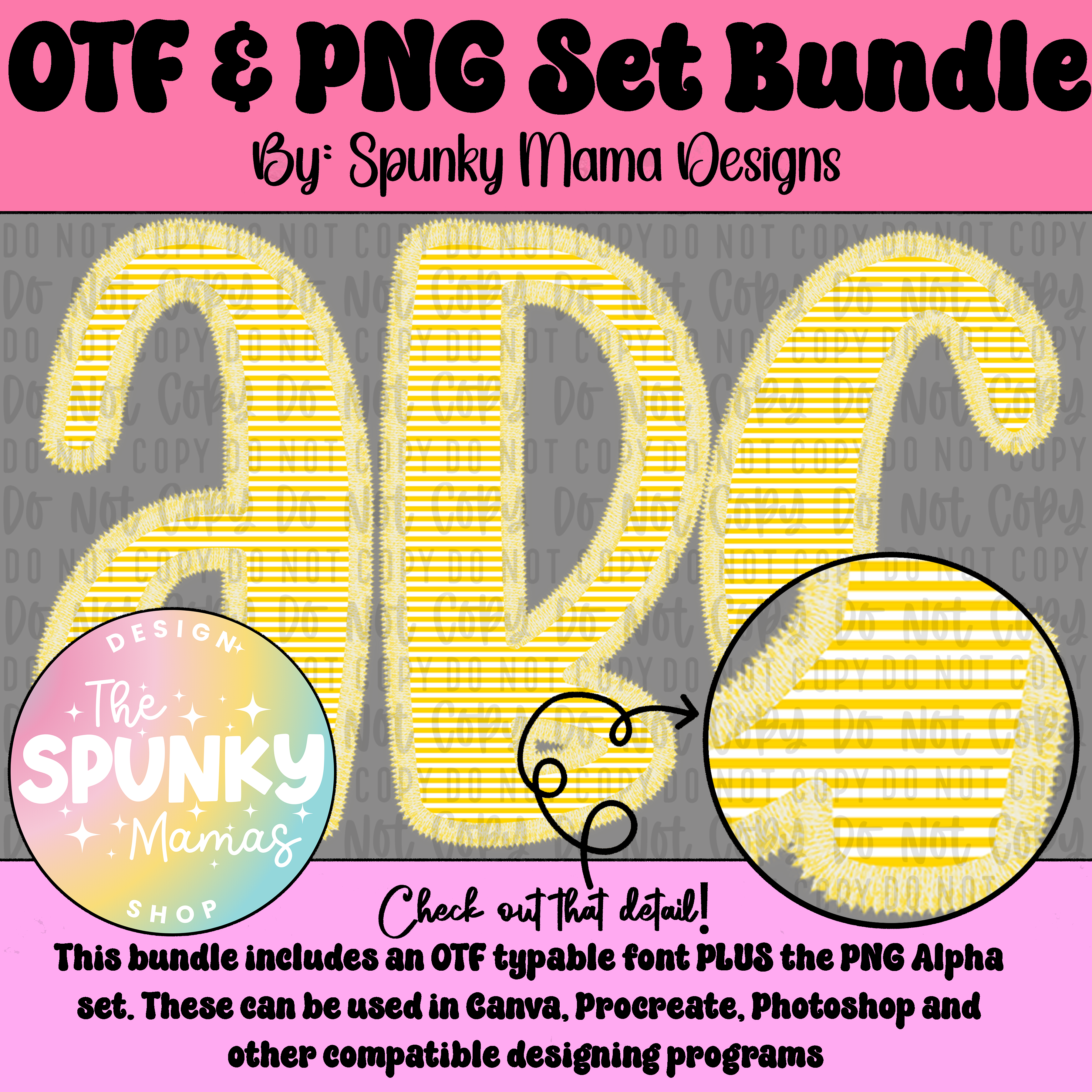 Yellow SeetSucker OTF Font and Digital PNG Clipart Set - Payhip