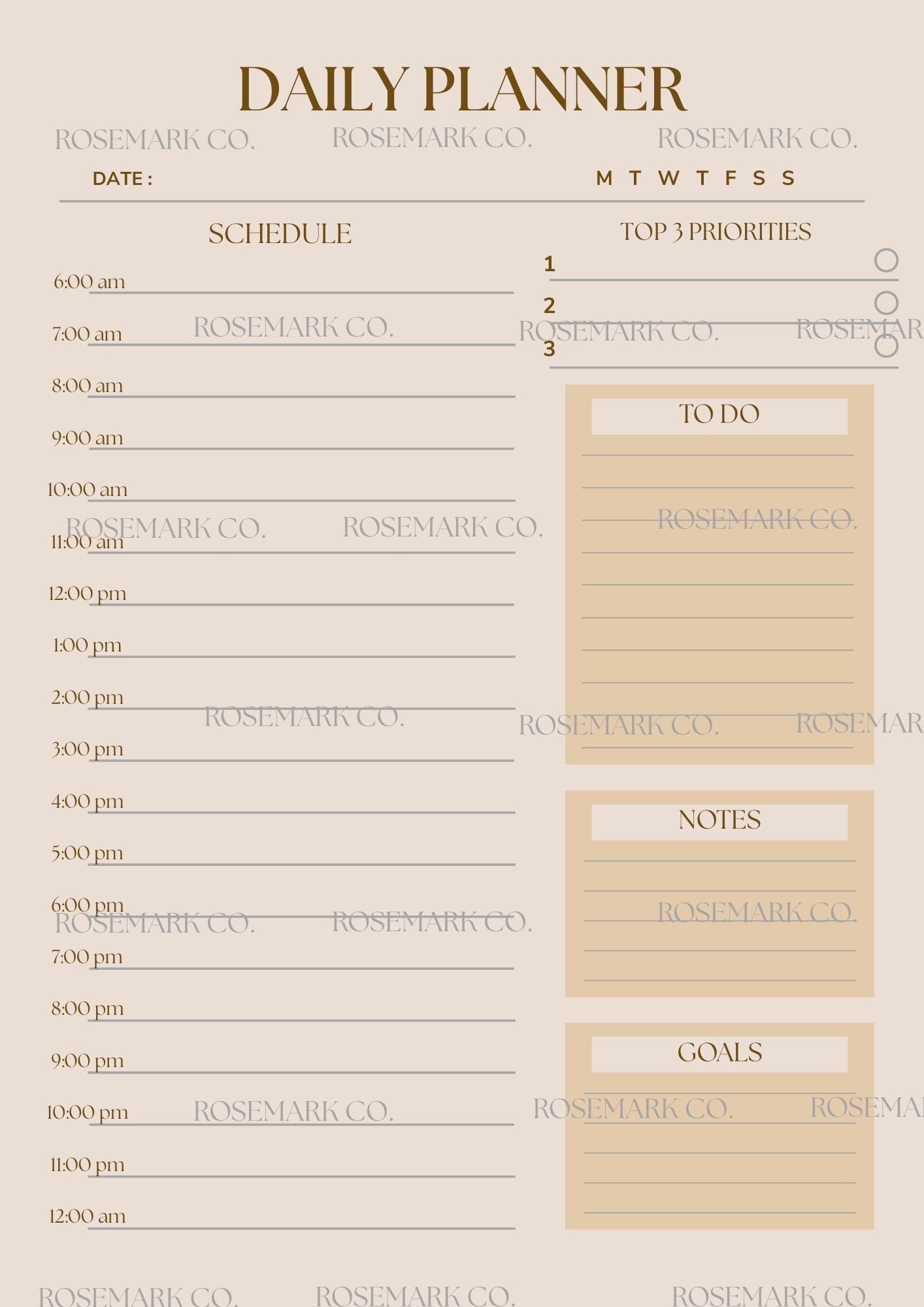 Minimal Daily Planner — Mocha Edition