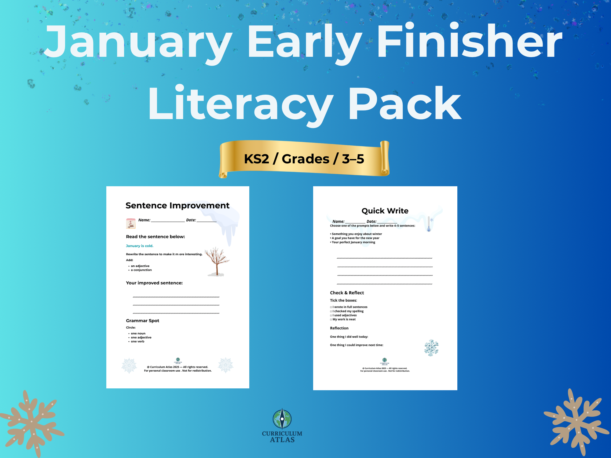 January Early Finisher Literacy Pack | Print & Go Worksheets | KS2 ...