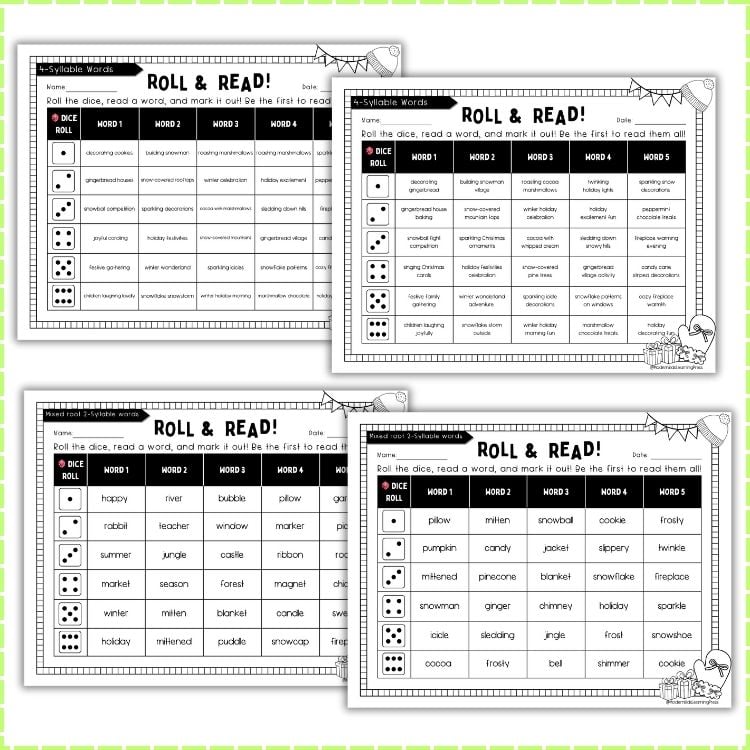 Winter Roll and Read Multisyllabic Words Game | Prefixes & Suffixes ...