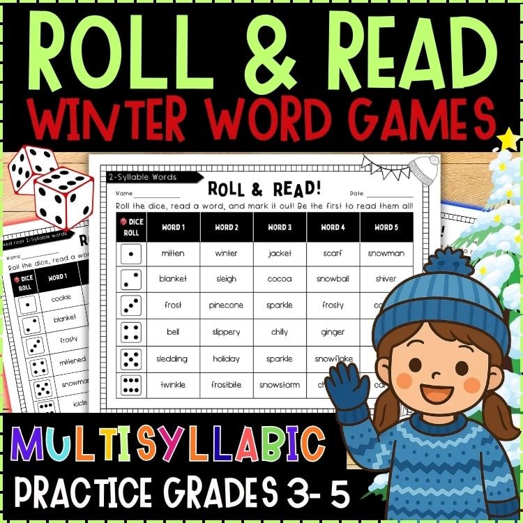 Winter Roll and Read Multisyllabic Words Game | Prefixes & Suffixes ...