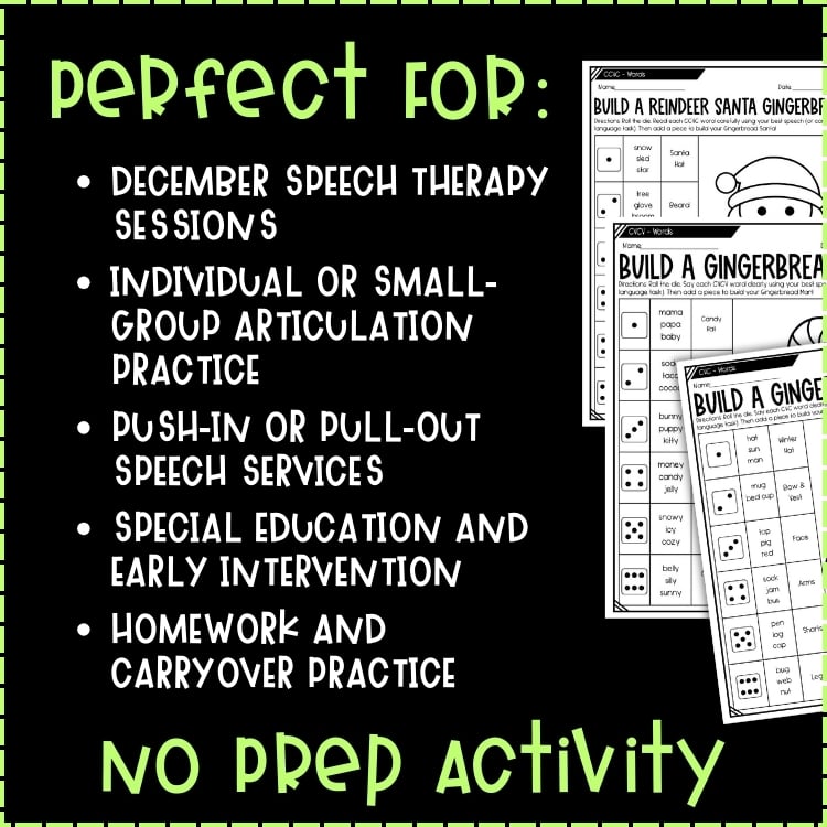 Christmas Articulation Worksheets - December Winter Speech Therapy ...