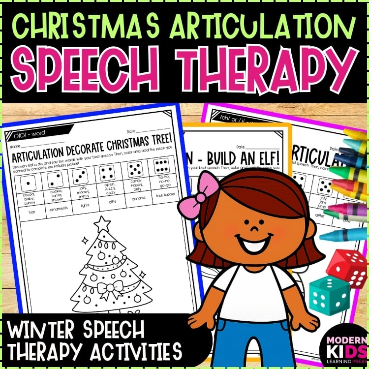 Christmas Articulation Worksheets - December Winter Speech Therapy ...