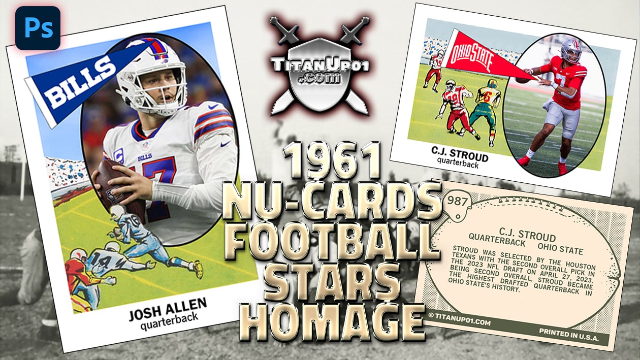 1961 Nu-Cards Football Stars Homage Photoshop PSD Templates
