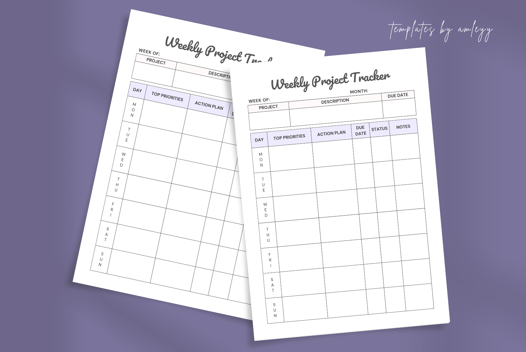 Weekly Project Tracker Canva Template - Editable Planner Page - Payhip