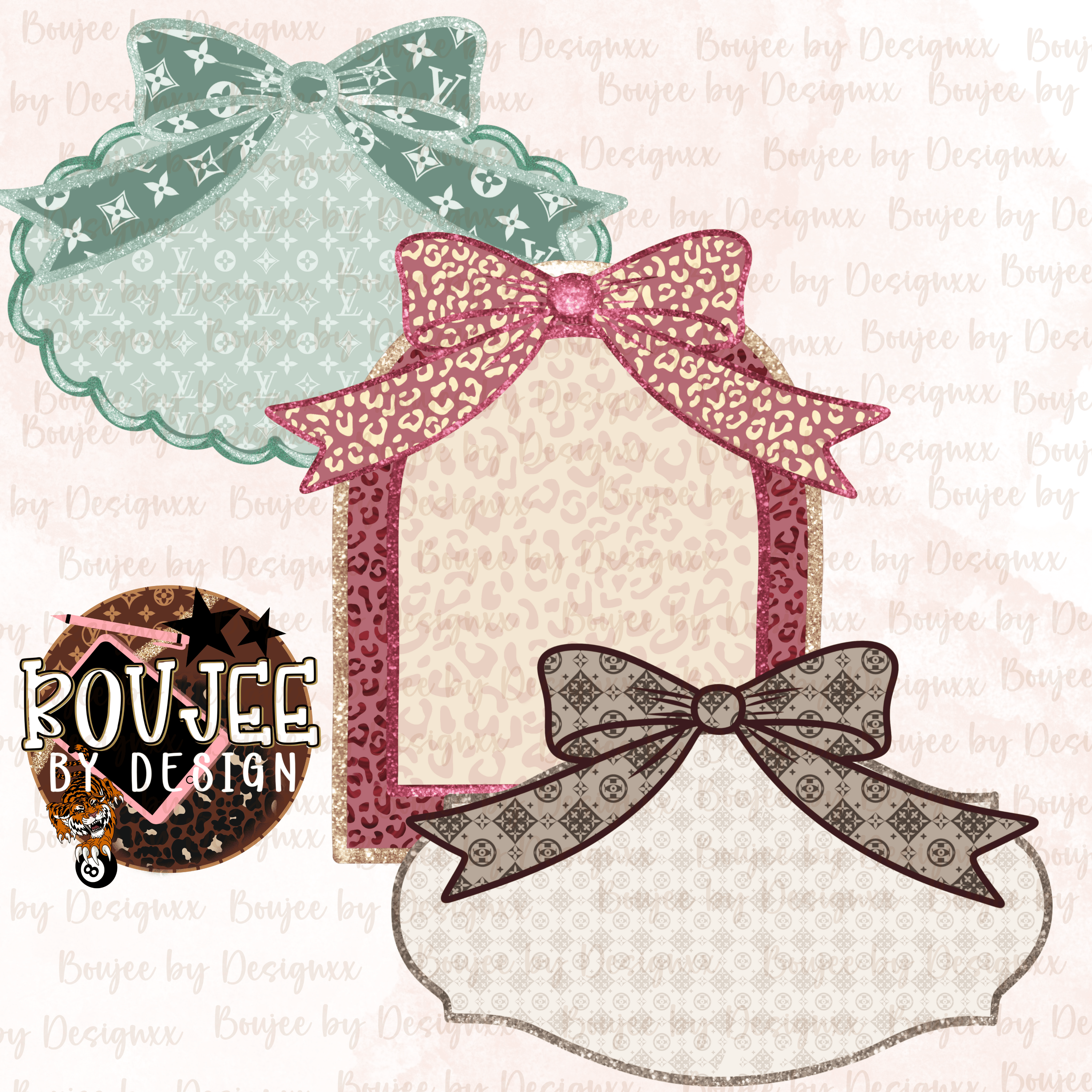Boujee Bow Frames PNG Bundle | Leopard & Luxe Bow Frames | Small ...