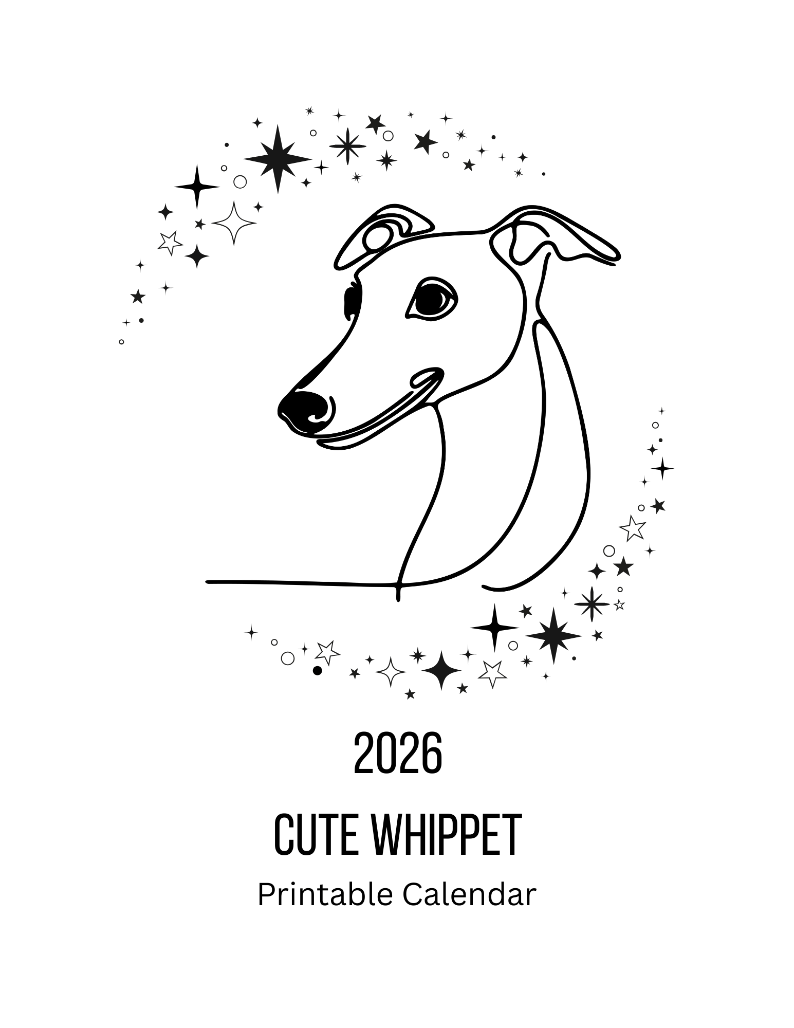 2026.WHIPPET PRINTABLE CALENDAR - Payhip