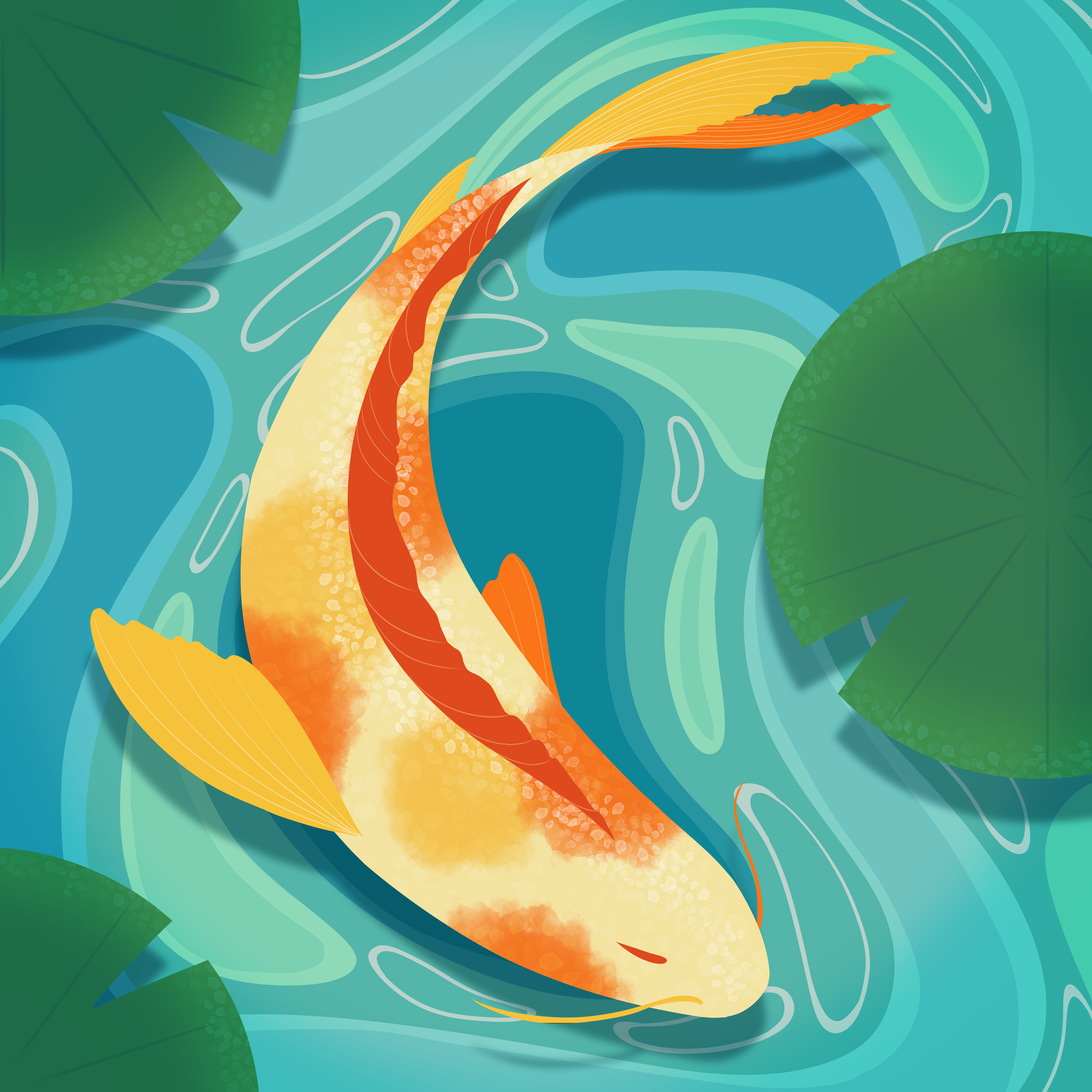 Digital Wall Art - Title : A Koi's Solitude - Payhip