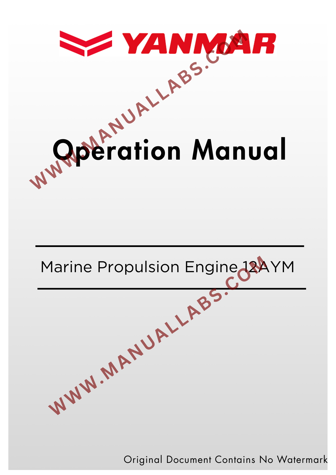 Yanmar Marine Propulsion Engine 12AYM Operation Manual