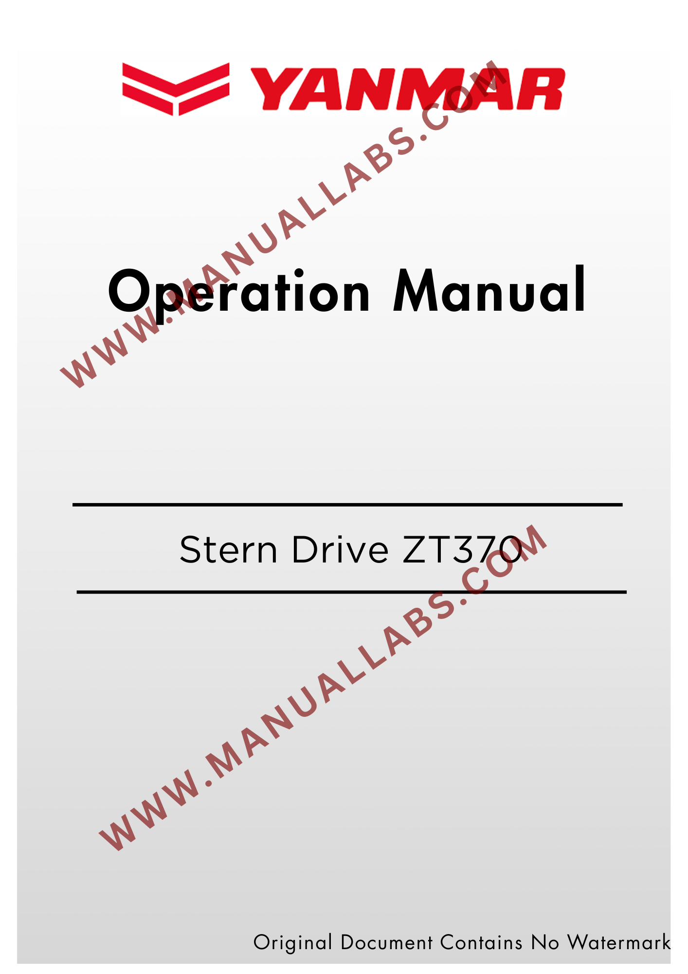 Yanmar Stern Drive ZT370 Operation Manual