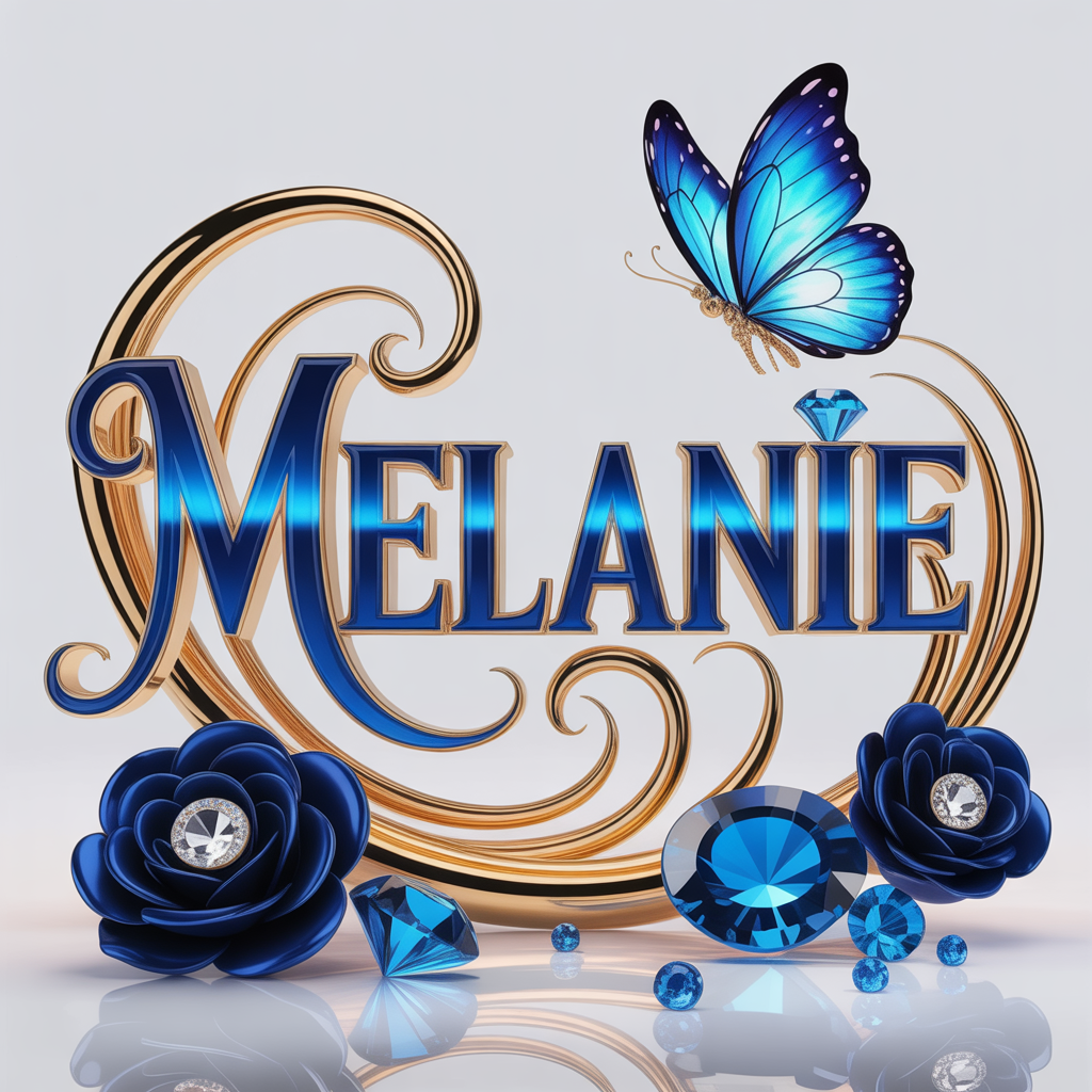 Blue & Gold Butterfly Floral Name Art Digital Design - Payhip
