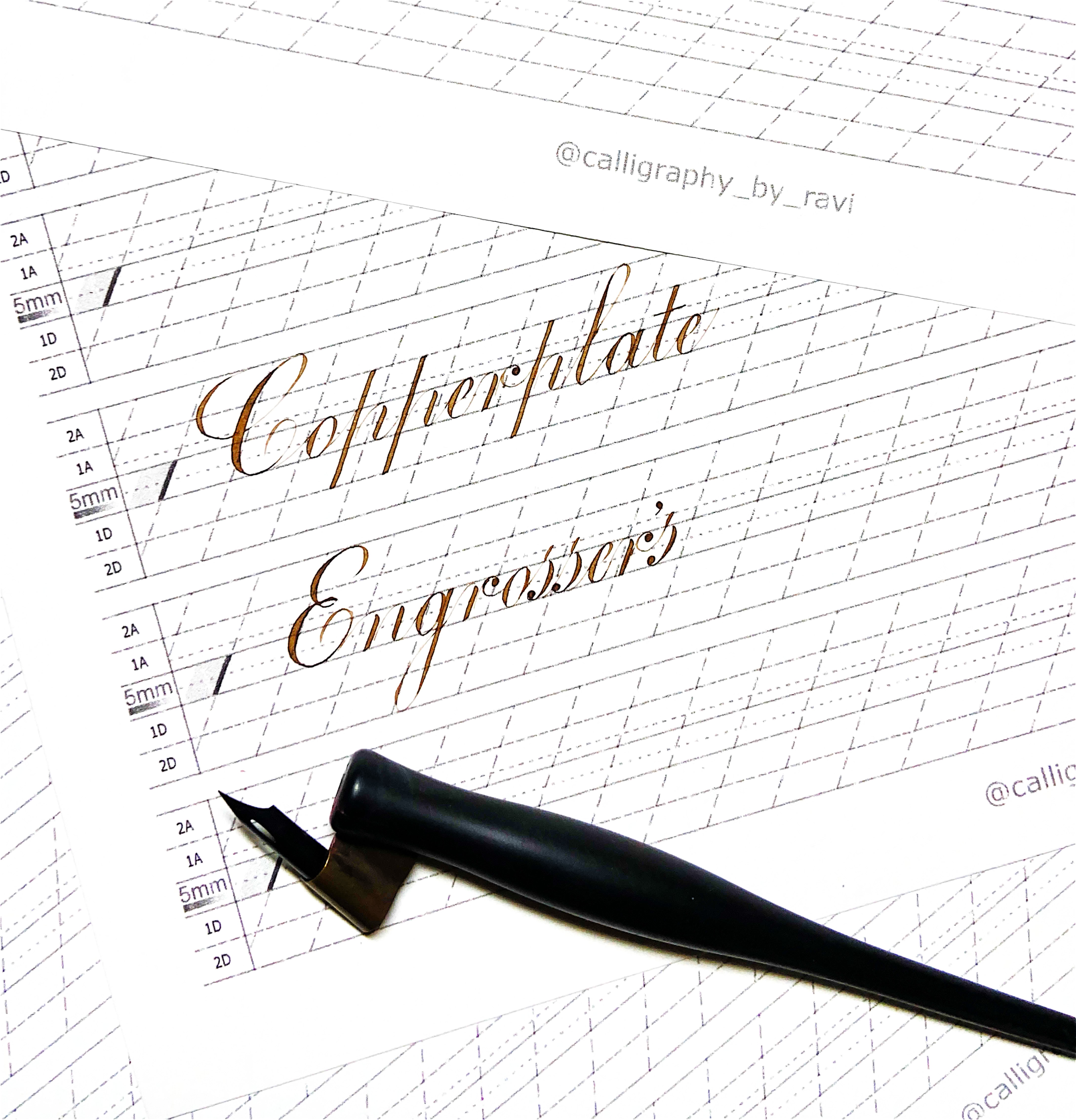 Copperplate/Engrosser's Script Practice Guidelines Sheet - 5mm (A4 ...