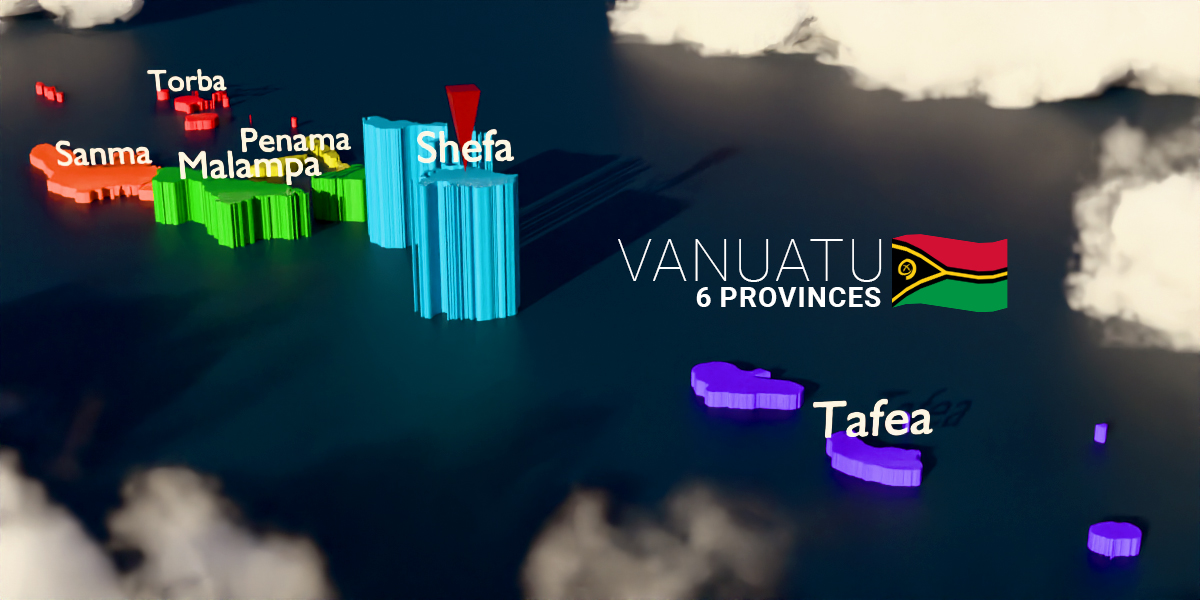 Vanuatu - 6 Provinces Map (3D Pre-rendered Images) - Payhip